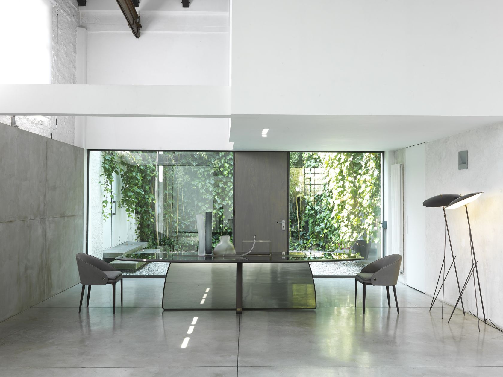 WYNWOOD Rectangular wood and glass table By Gianfranco Ferré Home