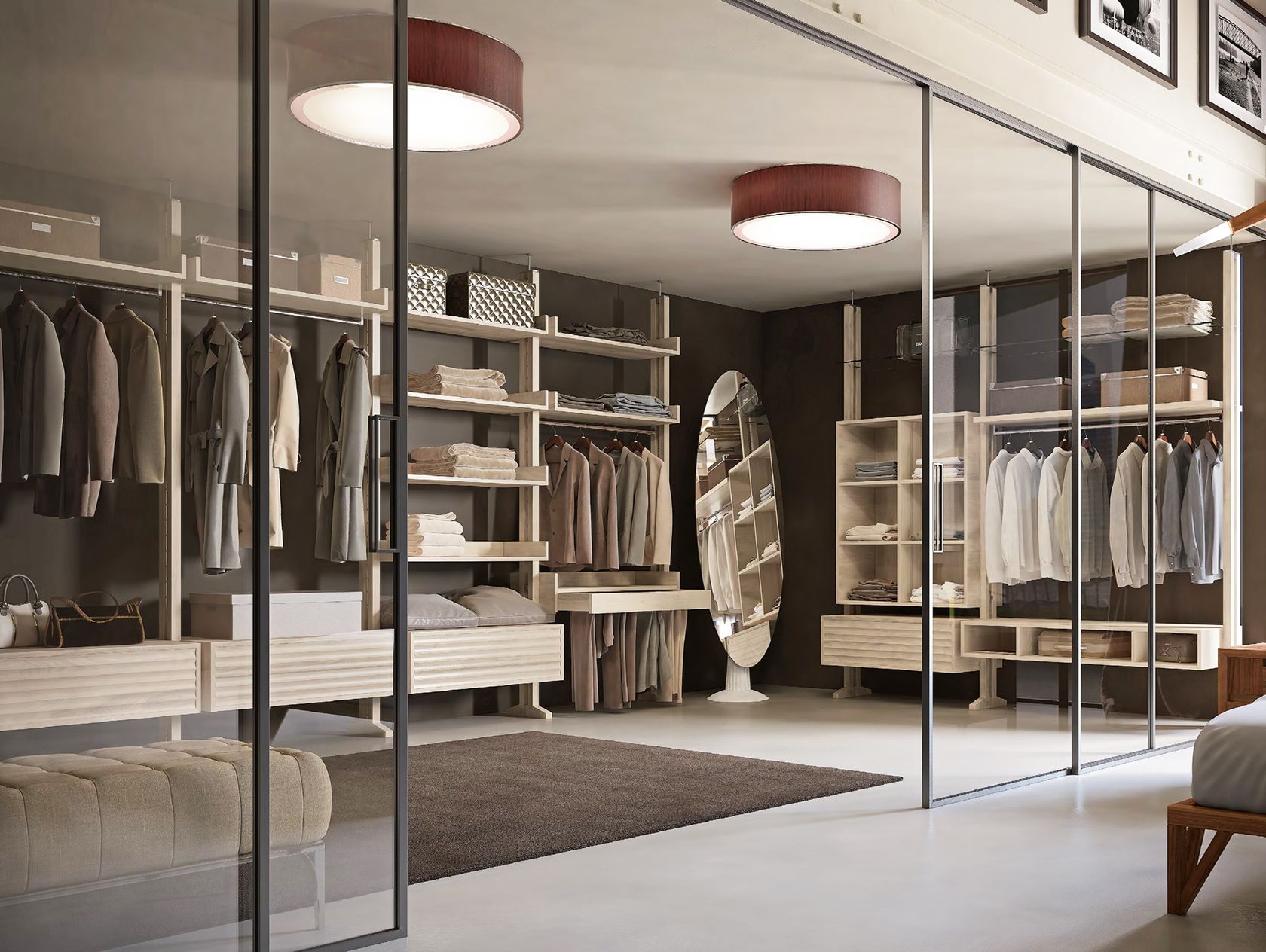 Walk-in wardrobe Sectional wooden walk-in wardrobe By Dale Italia