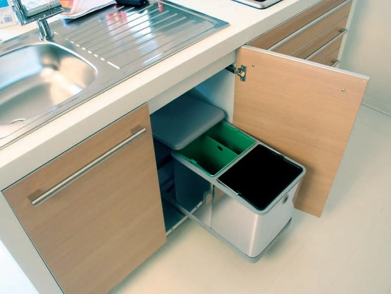 Stainless steel kitchen bin for waste sorting Waste separating ...