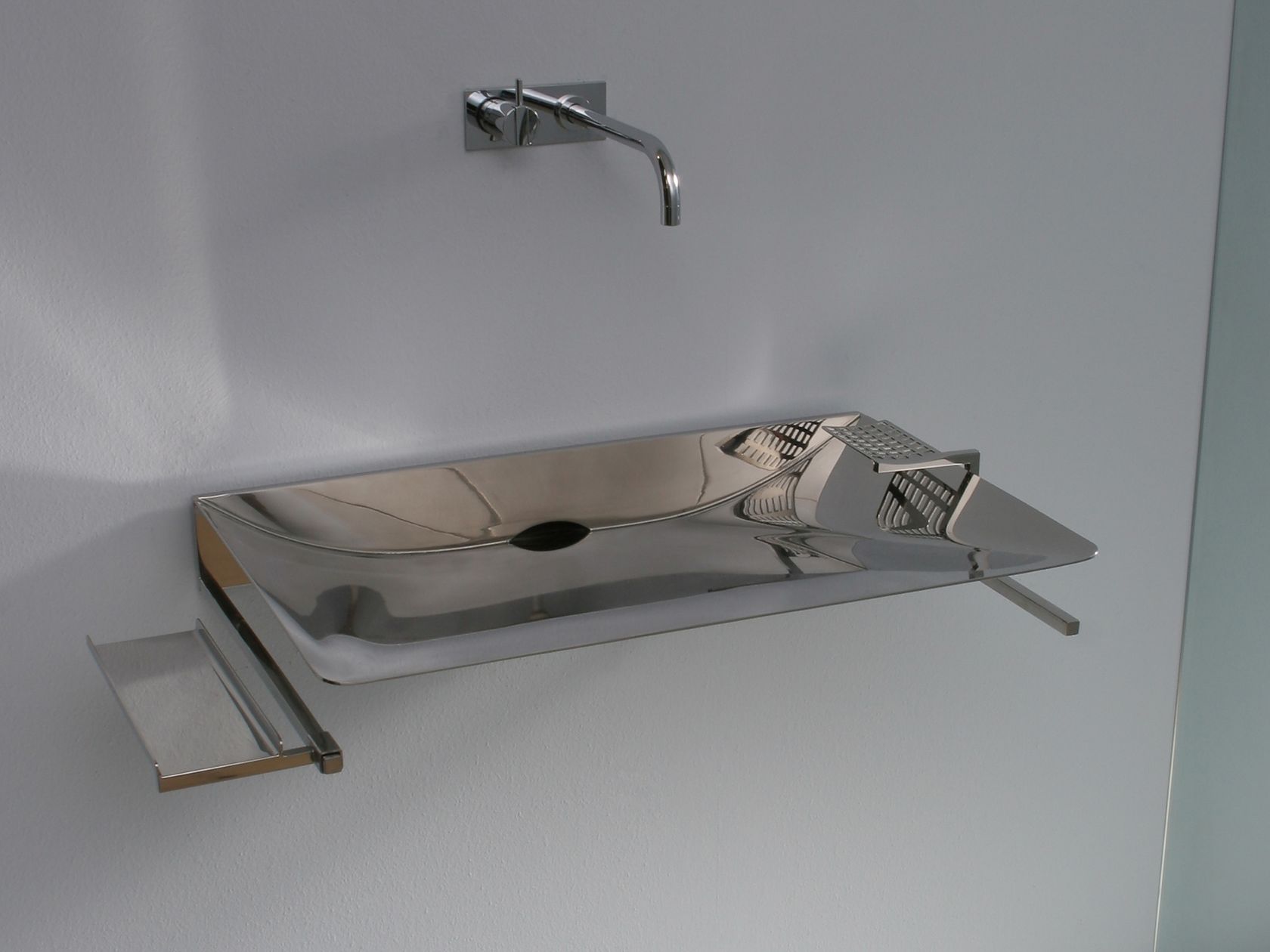 X-TREME Rectangular stainless steel washbasin with towel rail By Rapsel ...