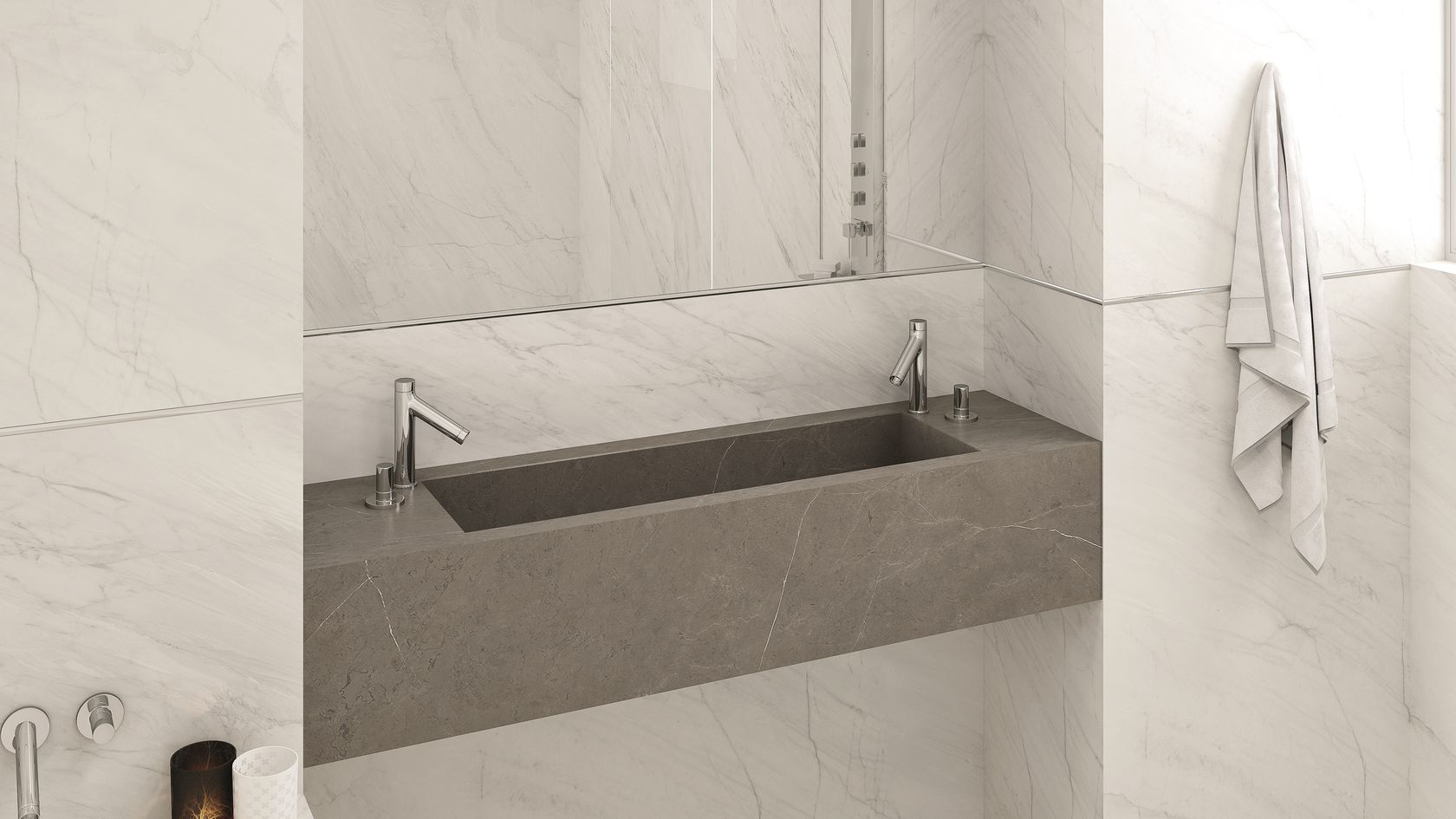 Porcelain stoneware wall/floor tiles with marble effect XTONE - GLEM WHITE By Porcelanosa