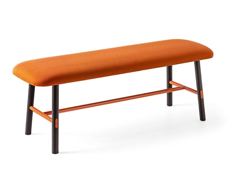 YO! Upholstered bench with beech legs By Connubia