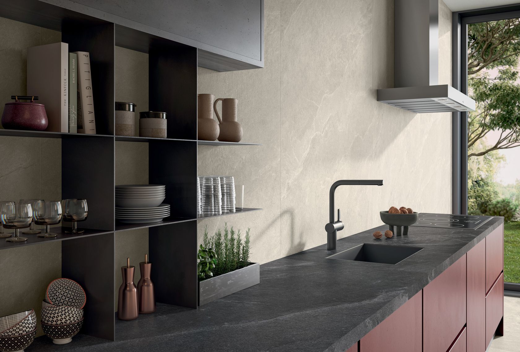 ZERO.3 STONE TRACE - ABYSS Porcelain stoneware wall/floor tiles with stone effect By Panaria ...