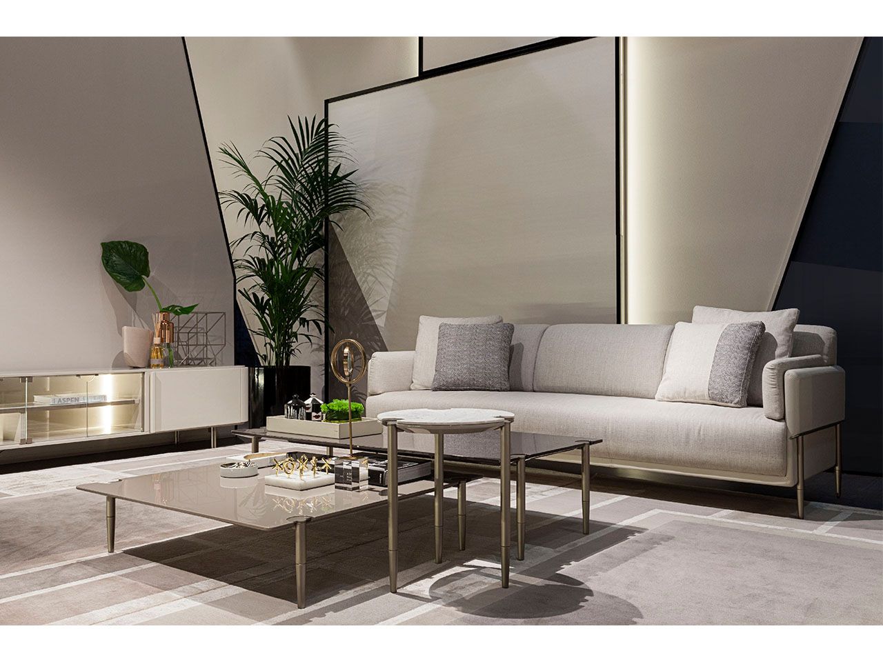 ZERO Fabric and leather sofa By Turri | design Andrea Bonini