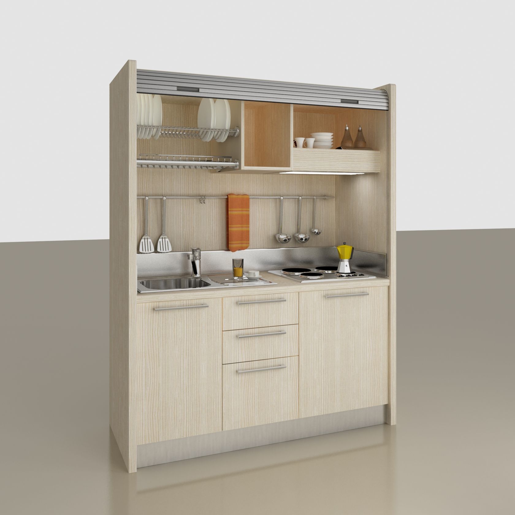 ZEUS K108 Hideaway wooden mini kitchen By Mobilspazio