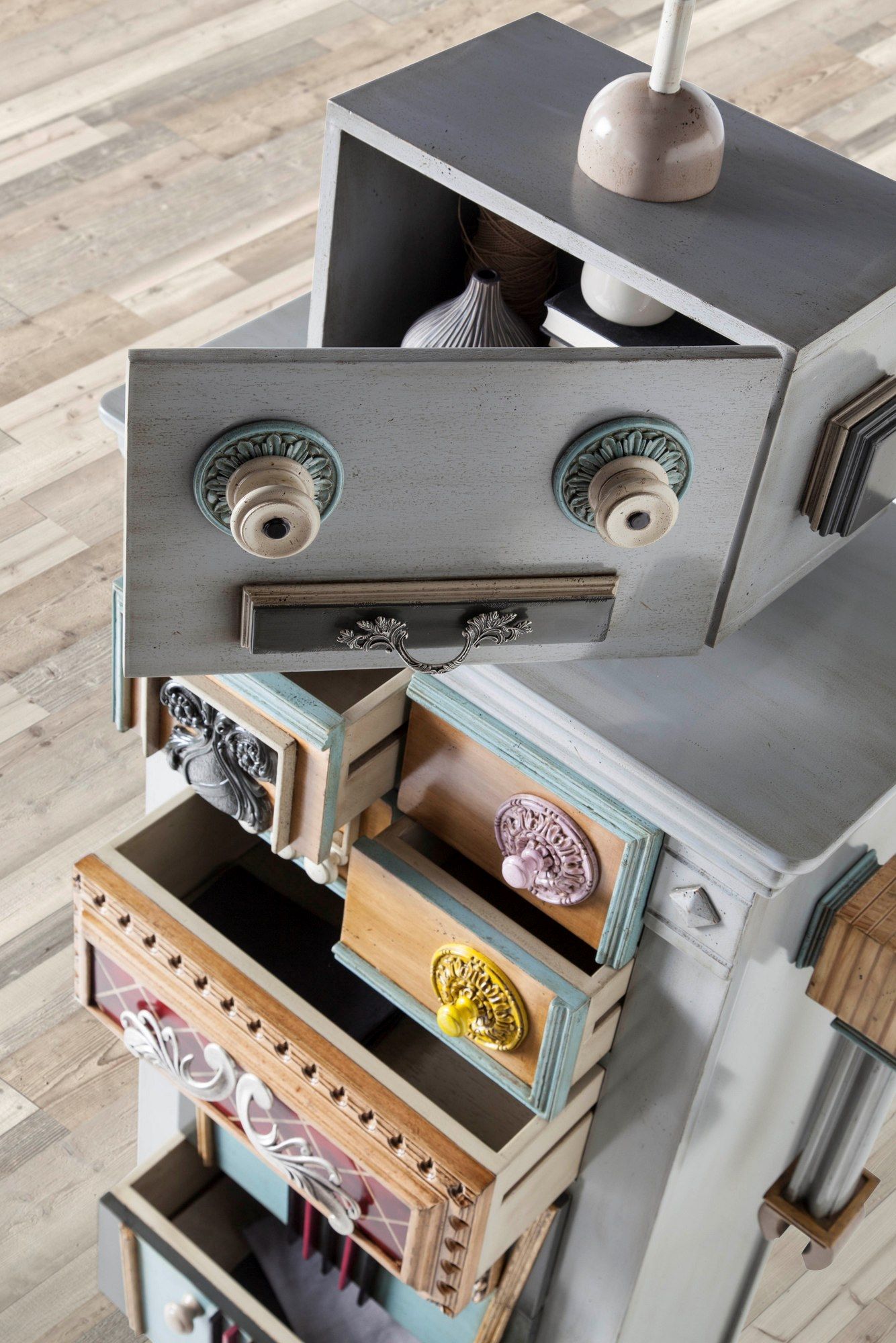 Wooden chest of drawers MR. ROBOT Robot Collection By LOLA GLAMOUR