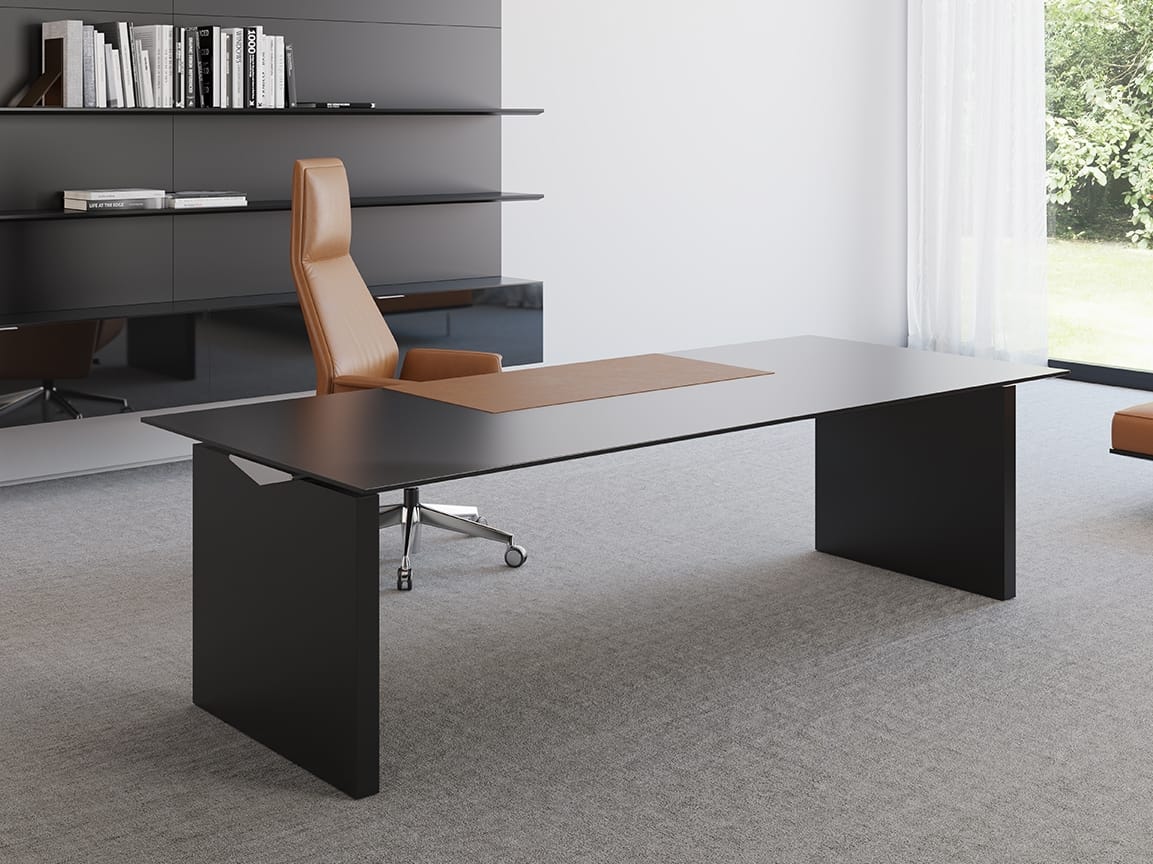 A2 DIRECTIONAL | Rectangular office desk Rectangular wood veneer office ...