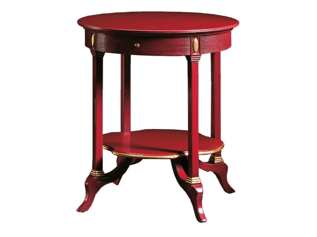 FABRÉ Round walnut high side table By Faber Mobili