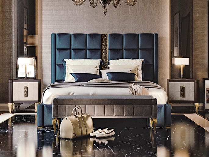 King size bed with high headboard AMBRA Aura Collection By Valderamobili