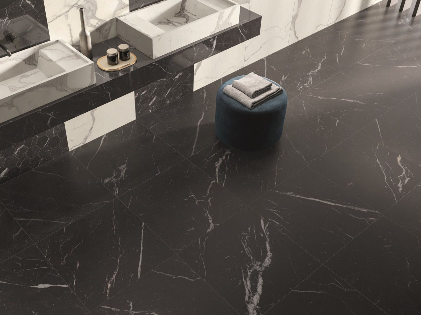 ANIMA FUTURA UNIQUE BLACK Porcelain stoneware wall/floor tiles with ...