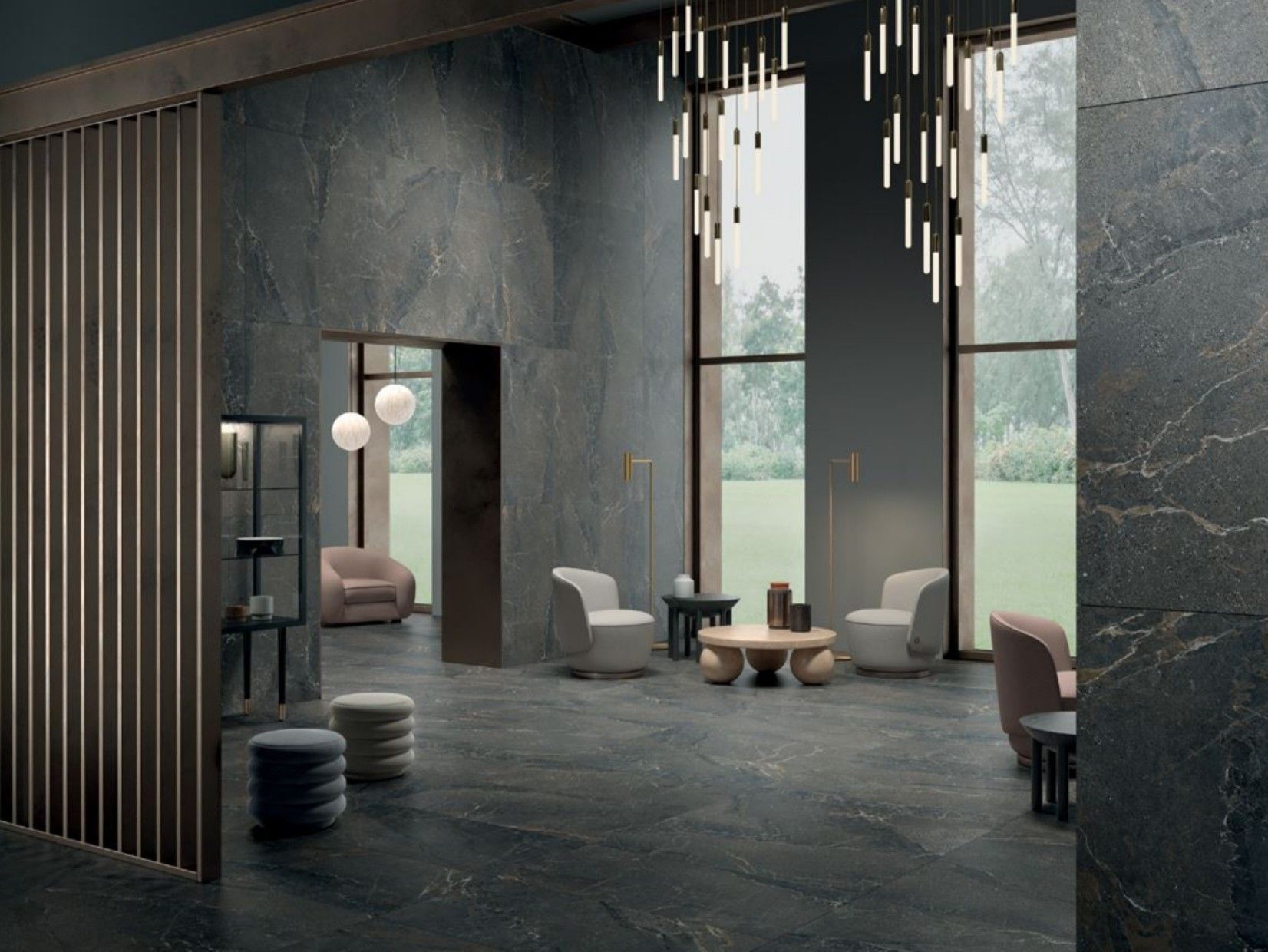 Indoor/outdoor porcelain stoneware wall/floor tiles with stone effect ...