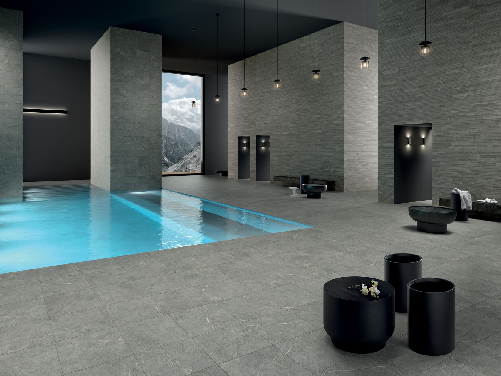 Indoor/outdoor porcelain stoneware wall/floor tiles with stone effect ...