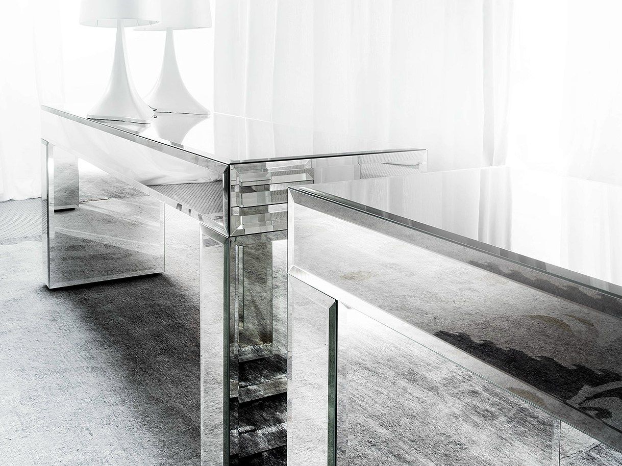 Mesa consola rectangular de vidrio efecto espejo APHRODITE By ERBA ITALIA diseño Giorgio Soressi