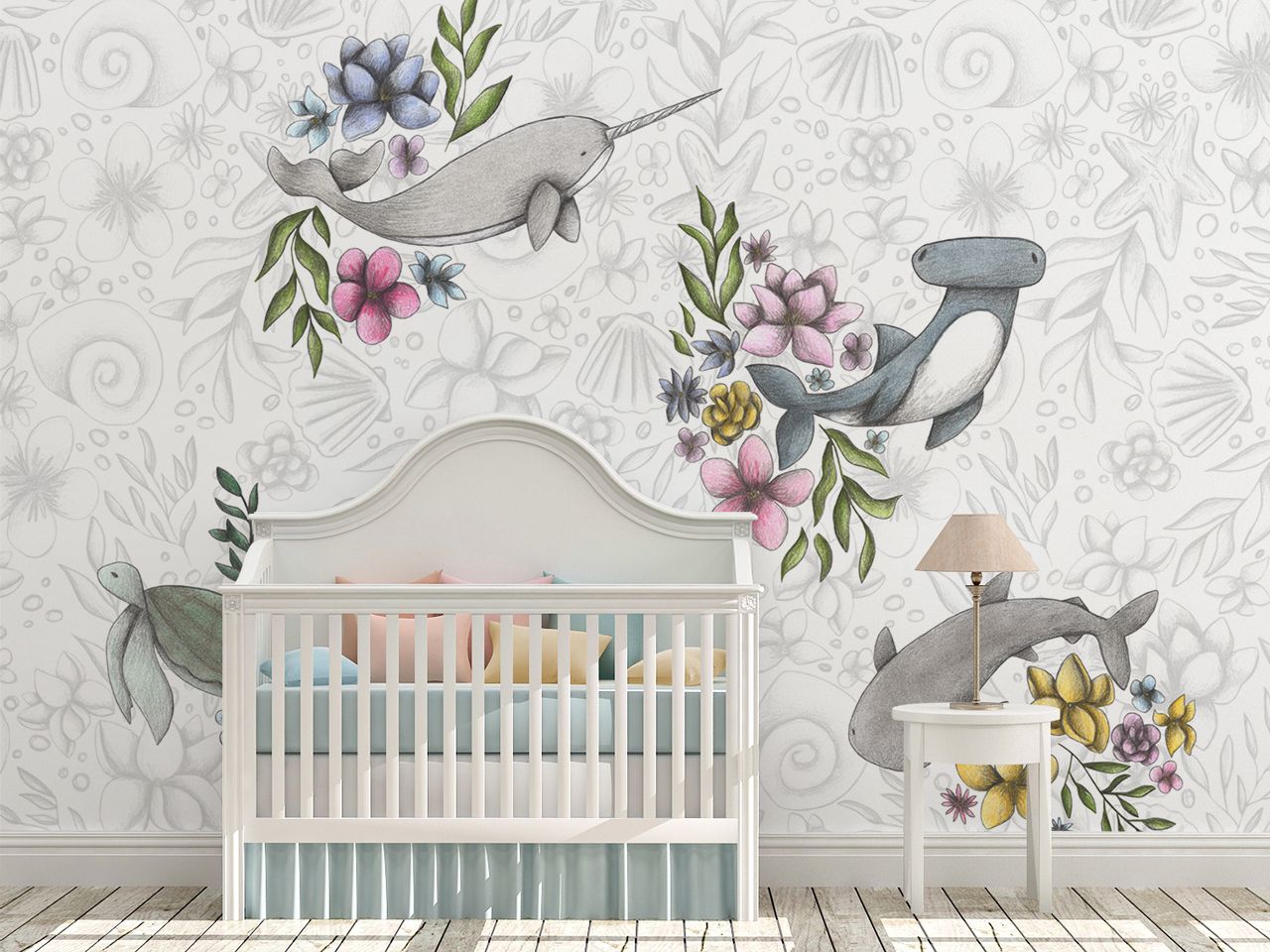 Nonwoven kids wallpaper AQUATICA By Ambientha design Cecilia Battaini