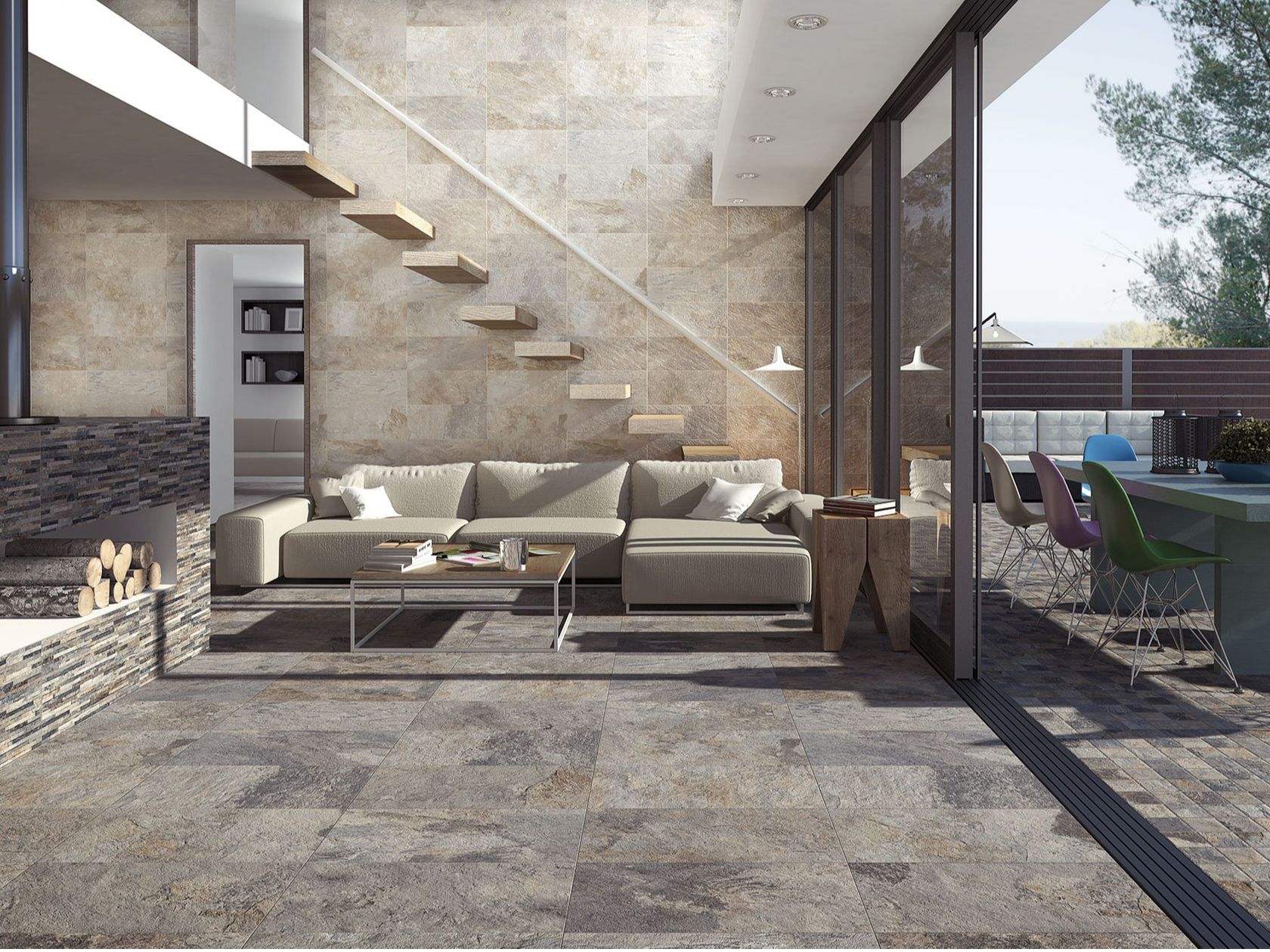 ARDESIA Glazed porcelain stoneware wall/floor tiles with stone effect ...