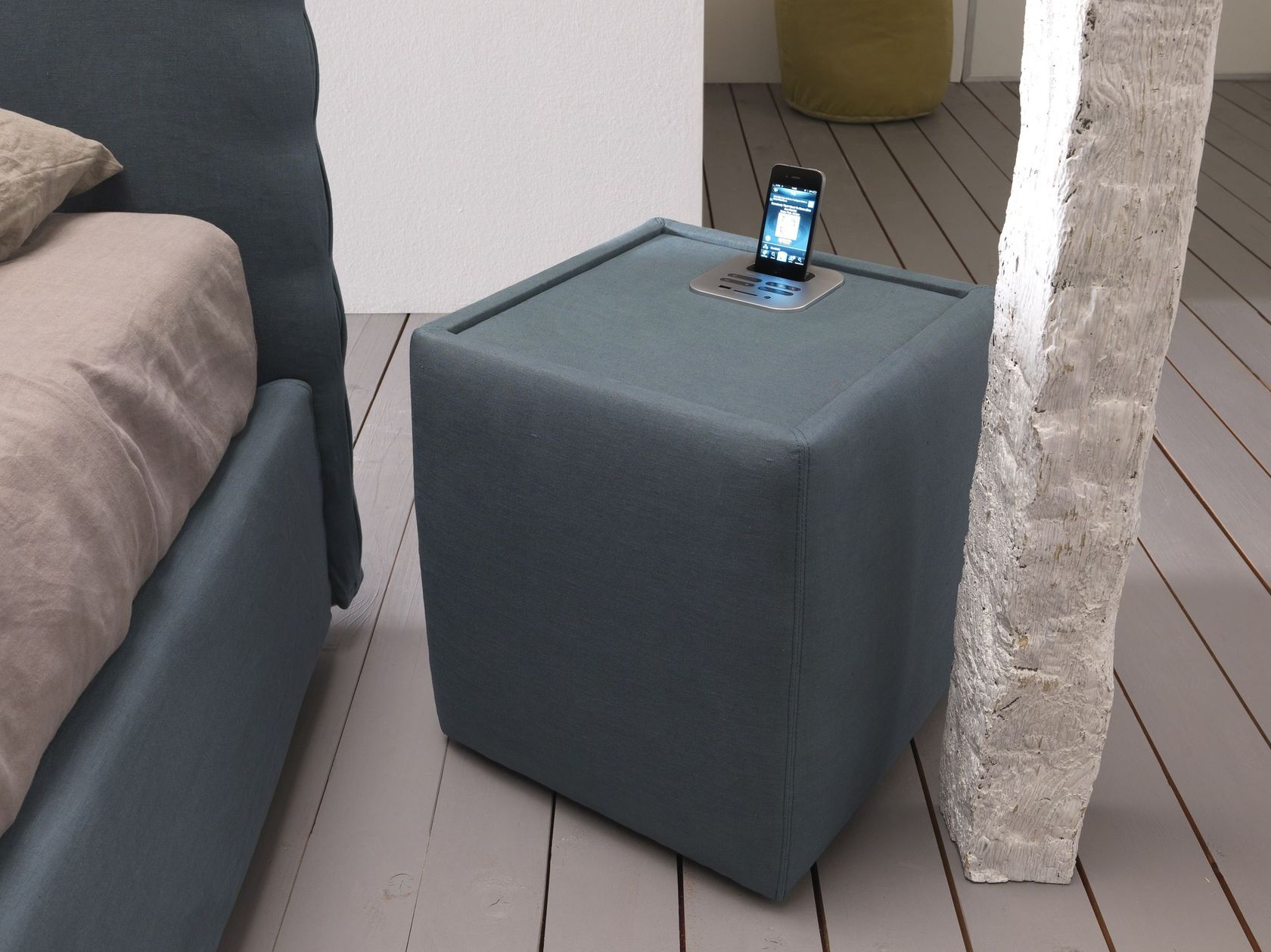 ARES Storage pouf with docking station By Bolzan Letti