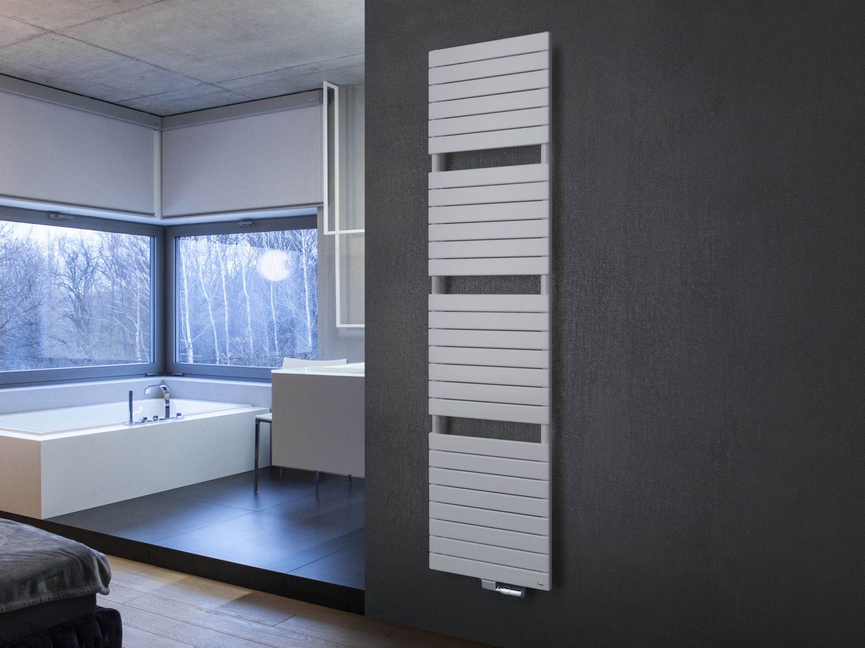 ASTER Wall-mounted steel towel warmer By VASCO