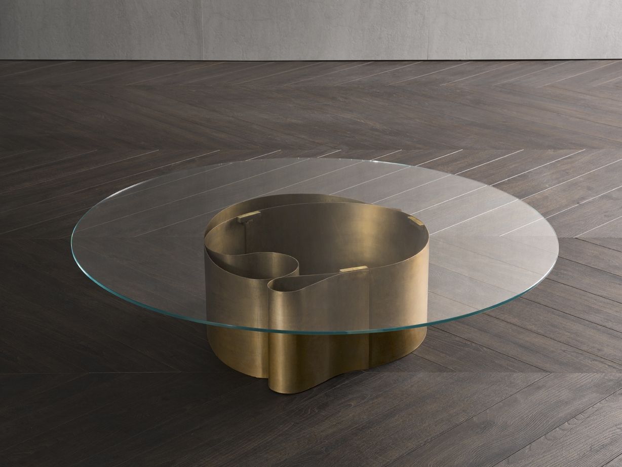 Round glass coffee table B-WAVE By Flou