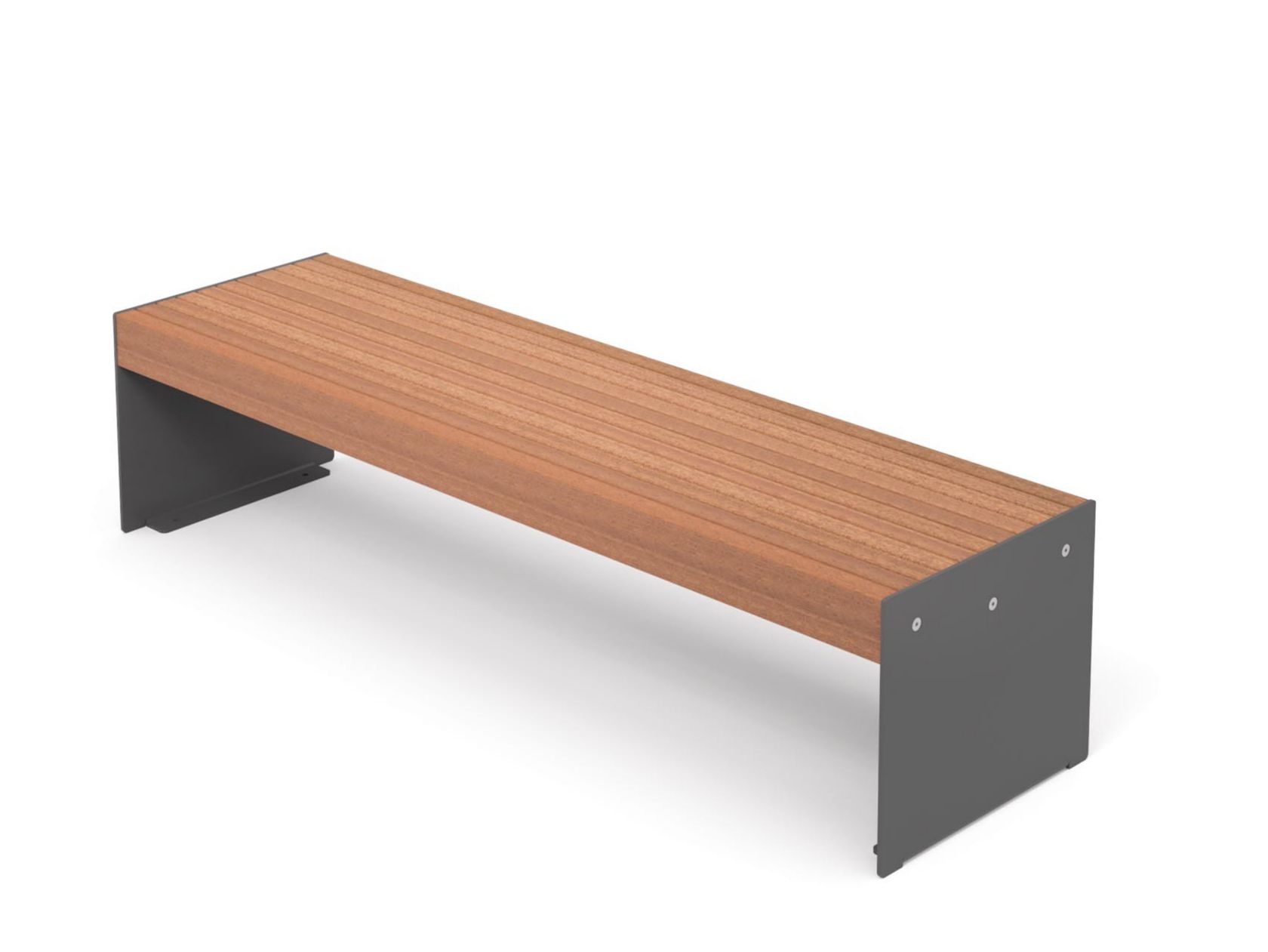 LENA Backless steel and wood Bench By City Design