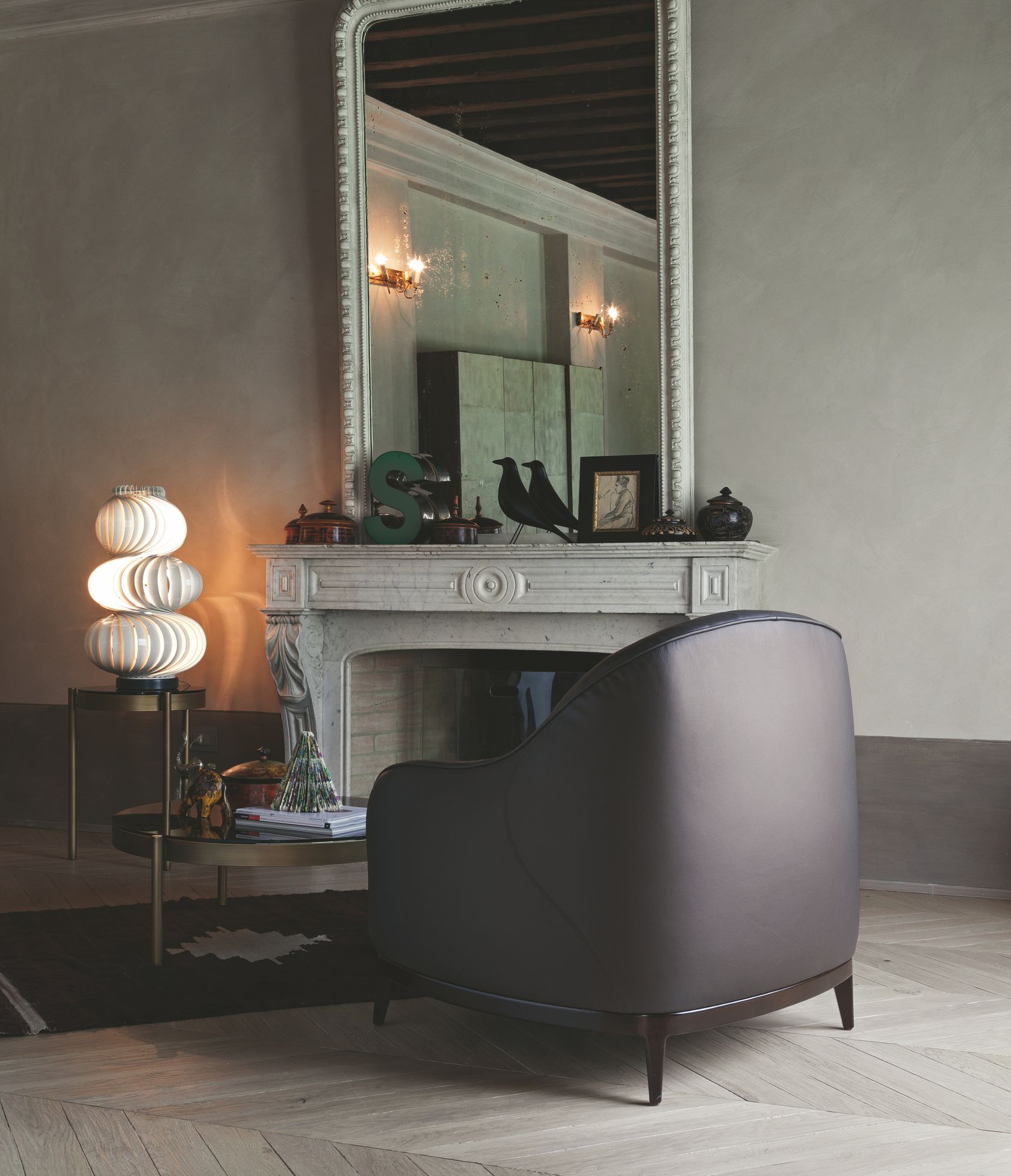 Upholstered leather armchair with armrests BALI By SELVA