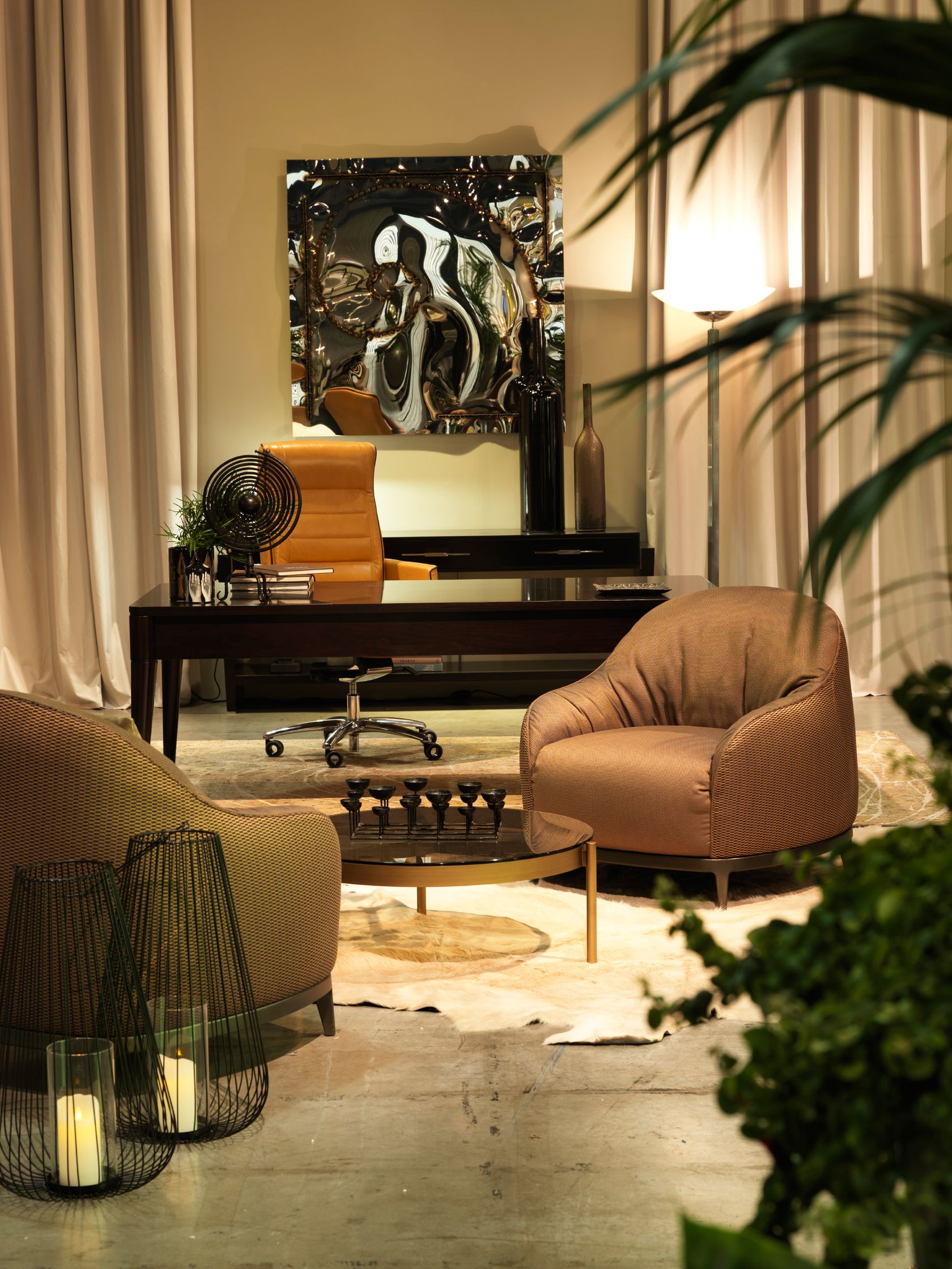 Upholstered leather armchair with armrests BALI By SELVA