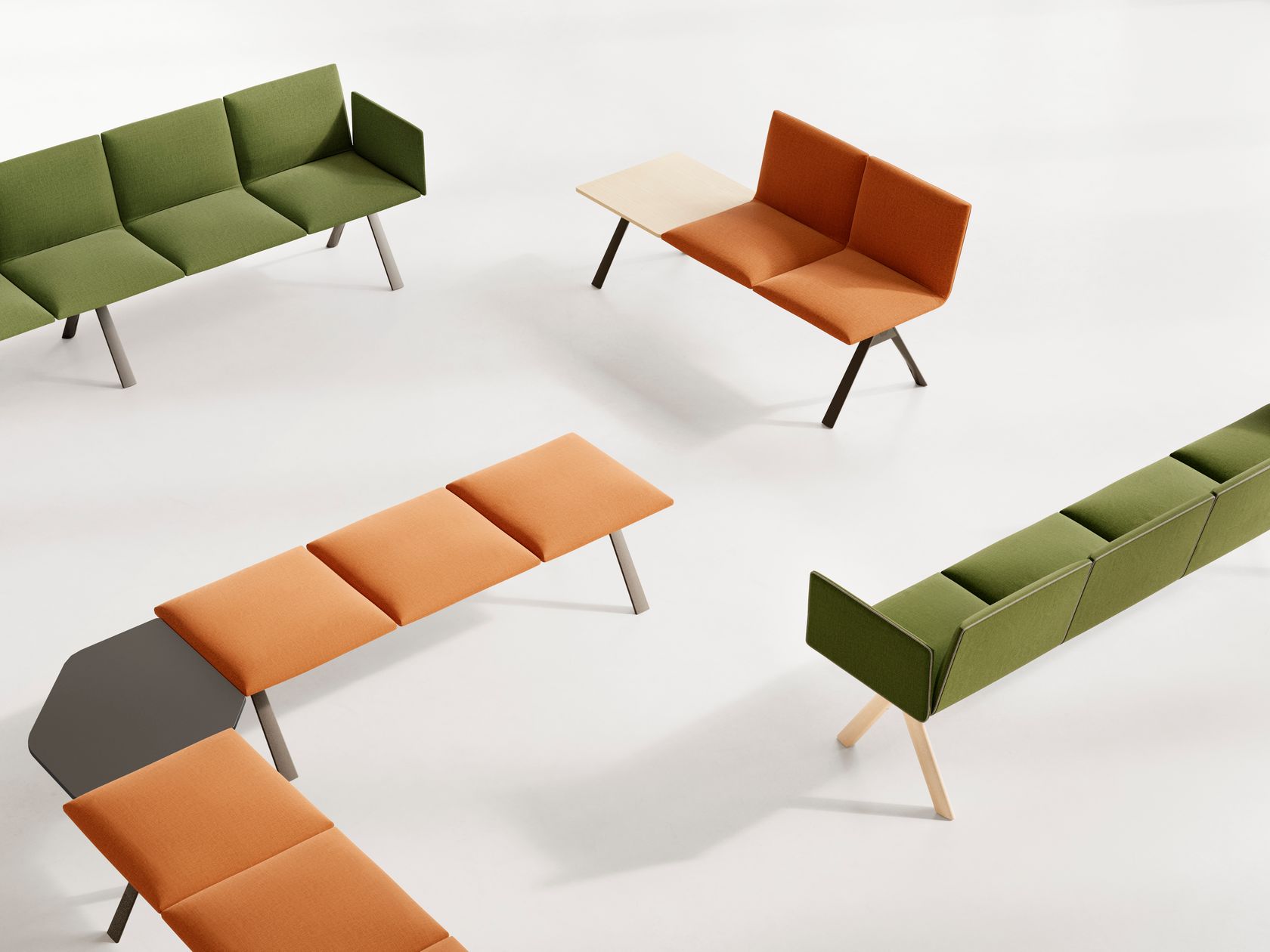 SLAM SOFT | Beam seating with armrests Freestanding fabric beam seating ...