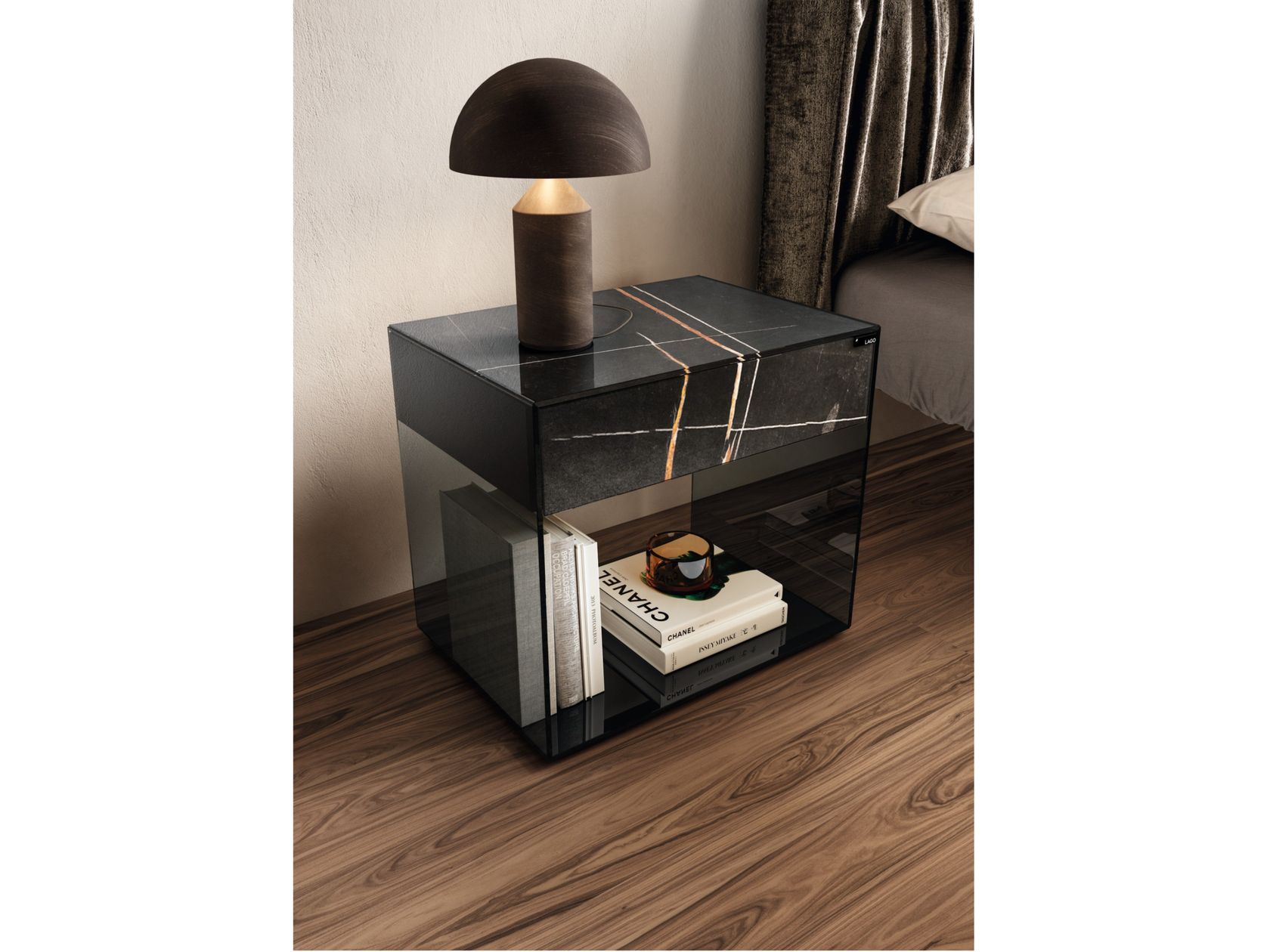 UPGLASS | Bedside table Rectangular bedside table with drawers By Lago