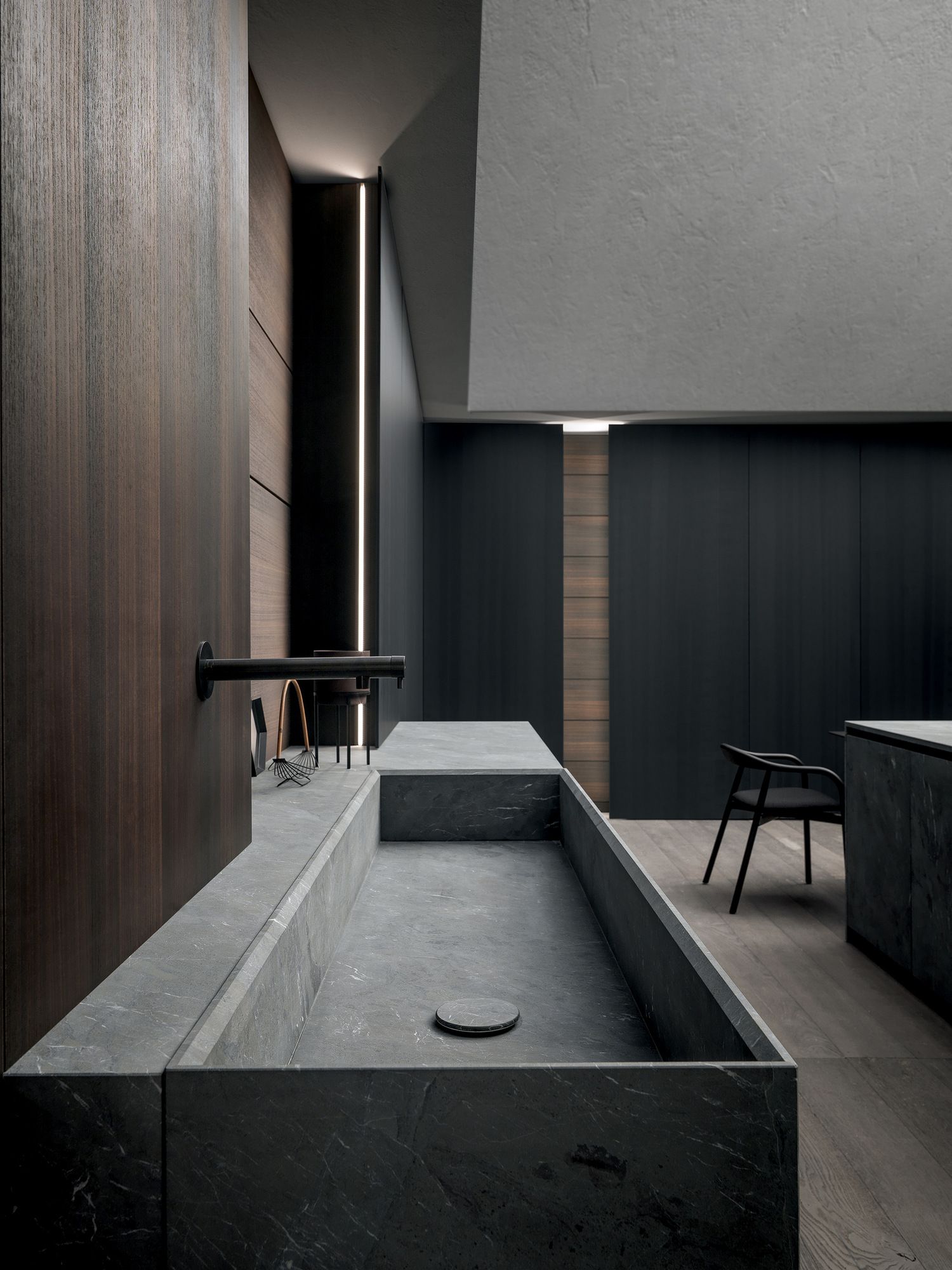 BLADE LAB | Kitchen Stone and eucalyptus veneer kitchen with island By ...