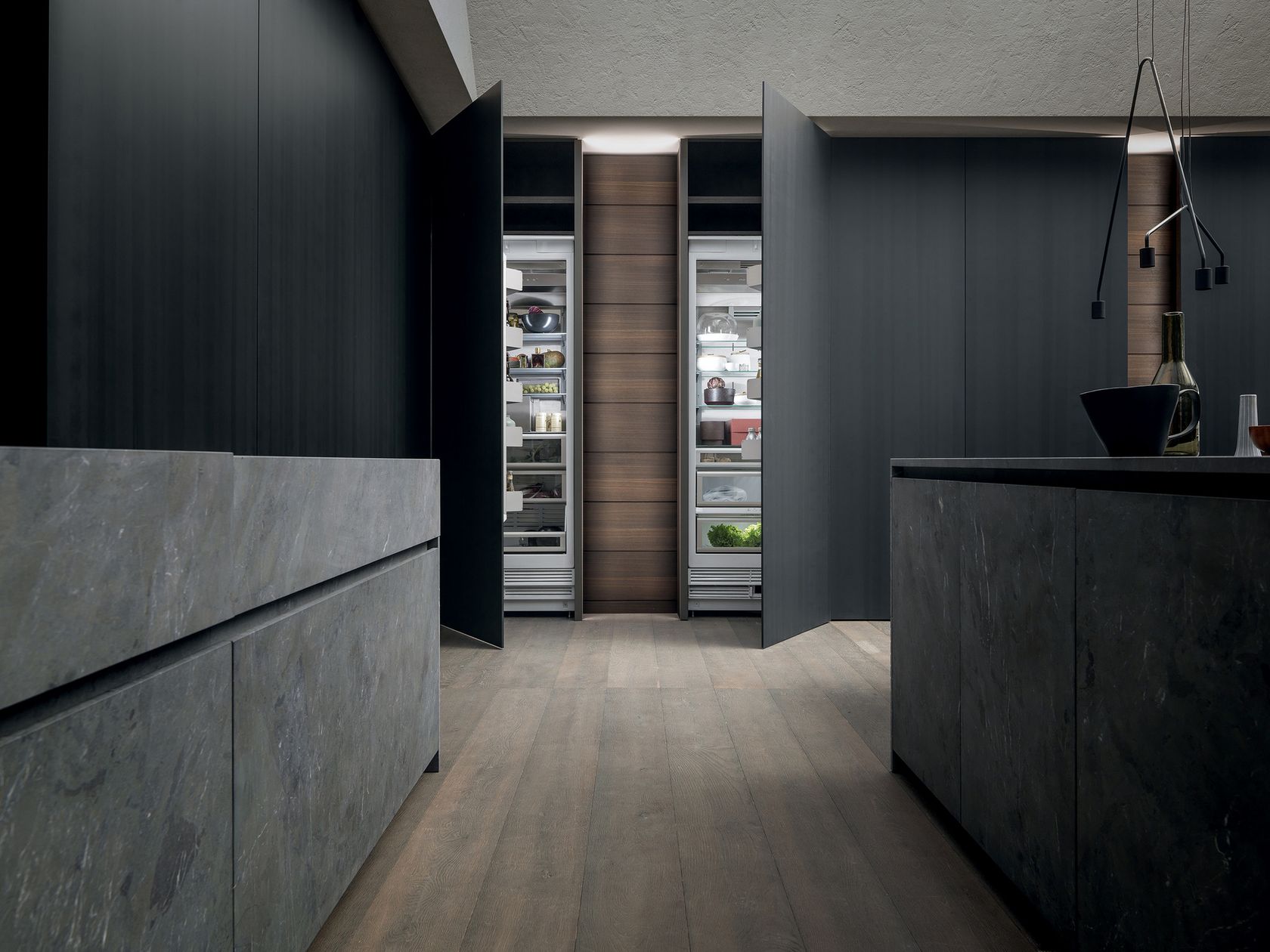 BLADE LAB | Kitchen Stone and eucalyptus veneer kitchen with island By ...