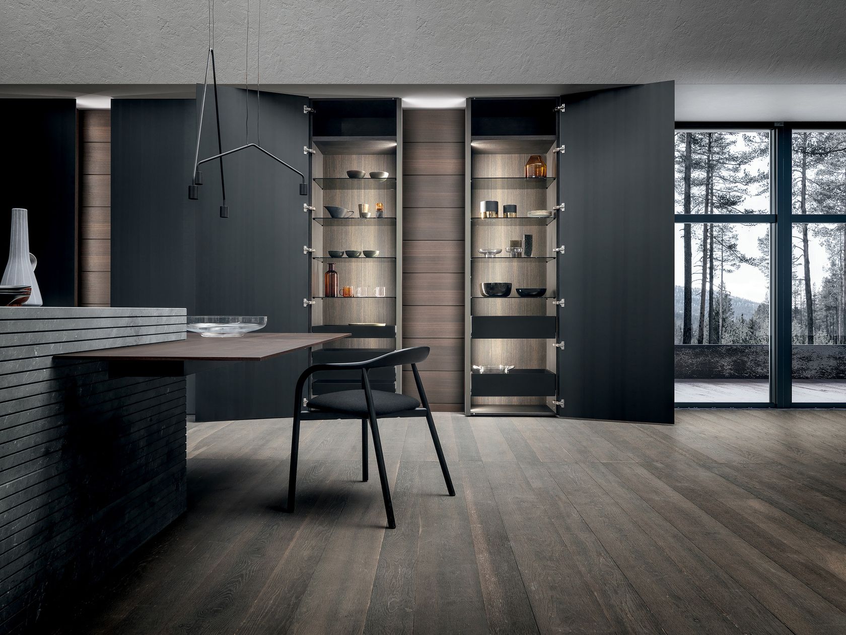 BLADE LAB | Cucina Cucina con isola in pietra e impiallacciato ...