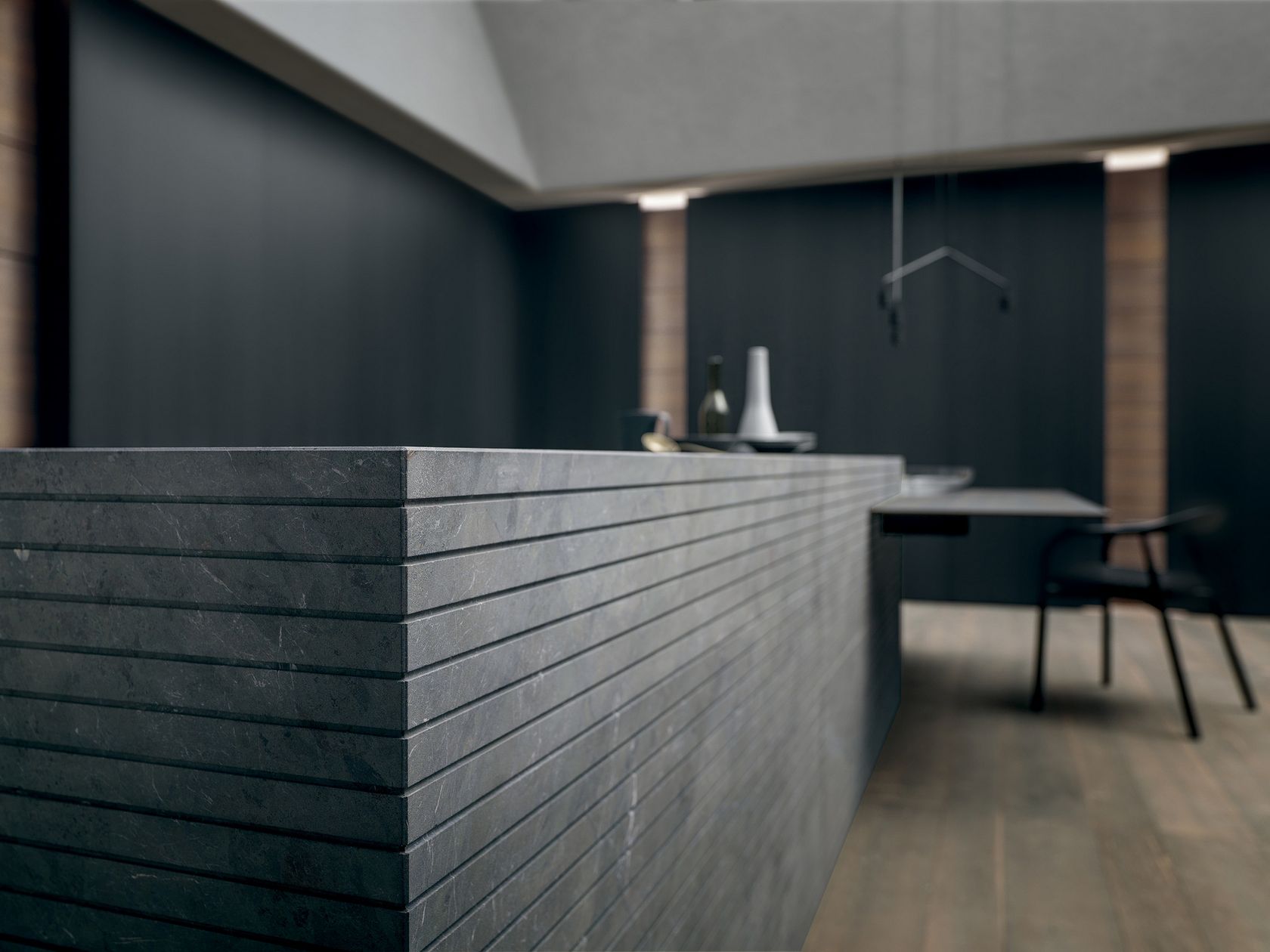 BLADE LAB | Kitchen Stone and eucalyptus veneer kitchen with island By ...