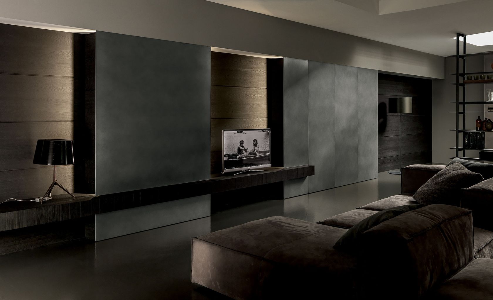 BLADE | Storage wall with integrated lighting Blade Collection By MODULNOVA