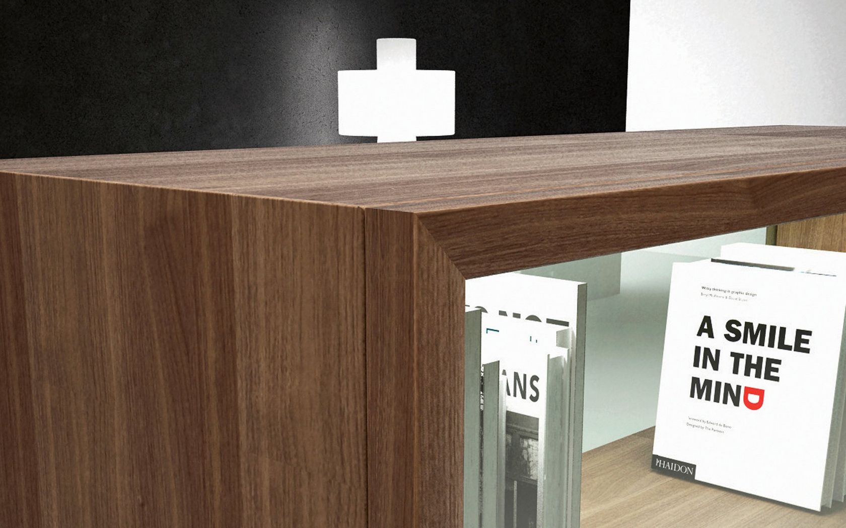 Wood and glass bookcase / display cabinet BLOCK By Martex