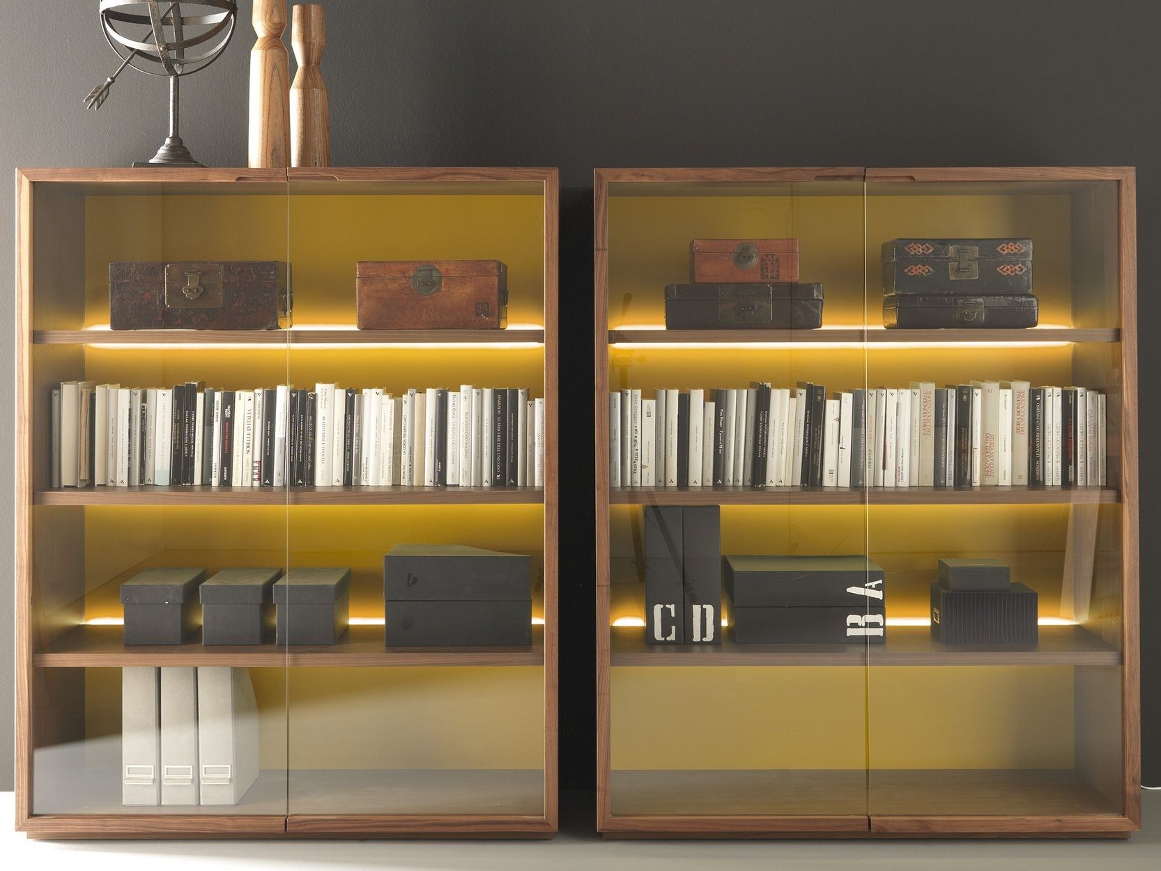Wood and glass bookcase / display cabinet BLOCK By Martex