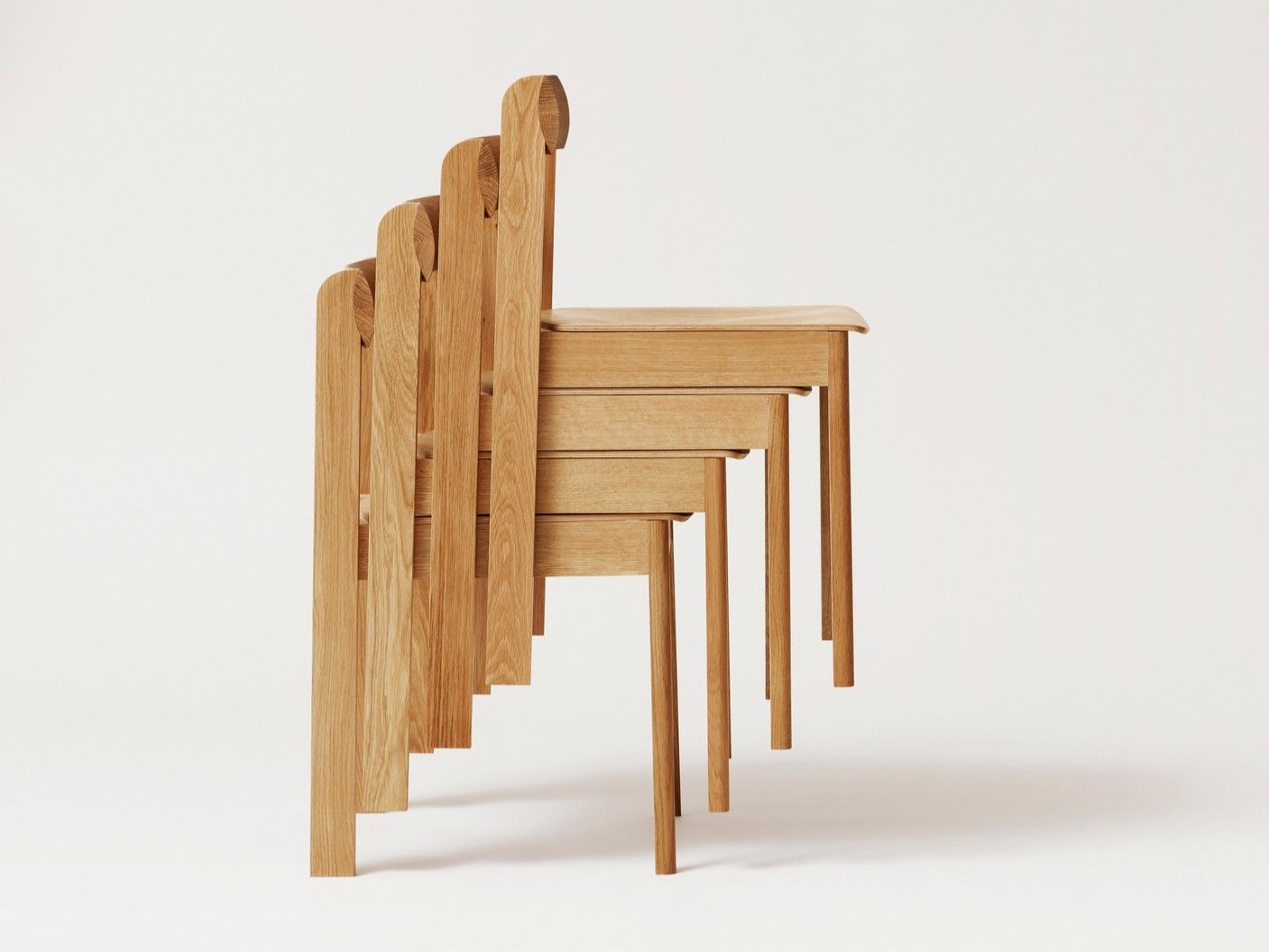 BLUEPRINT Stackable oak chair open back By Form & Refine