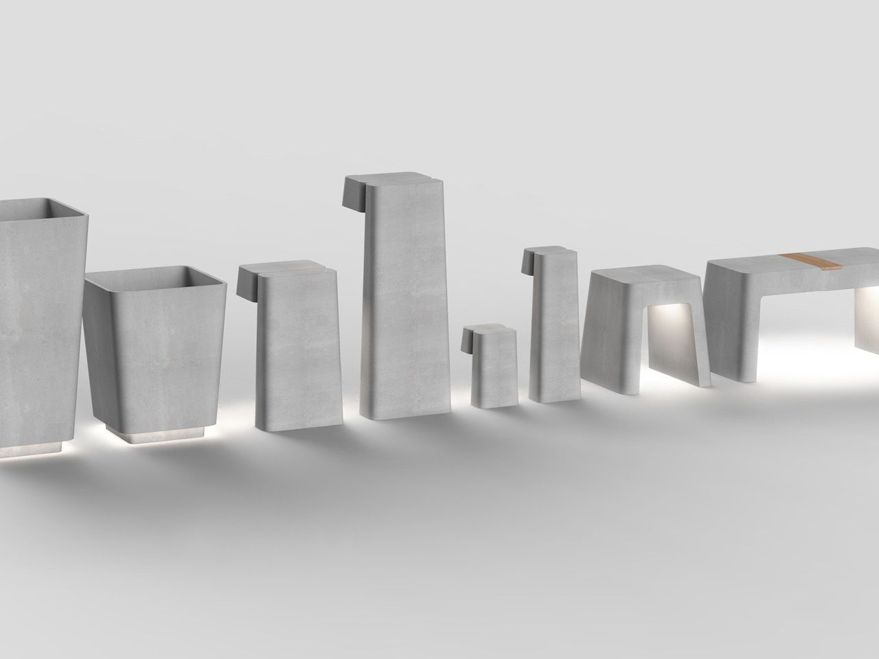 BRENTA Cement bench with Integrated Lighting By Neri | design Emo Design