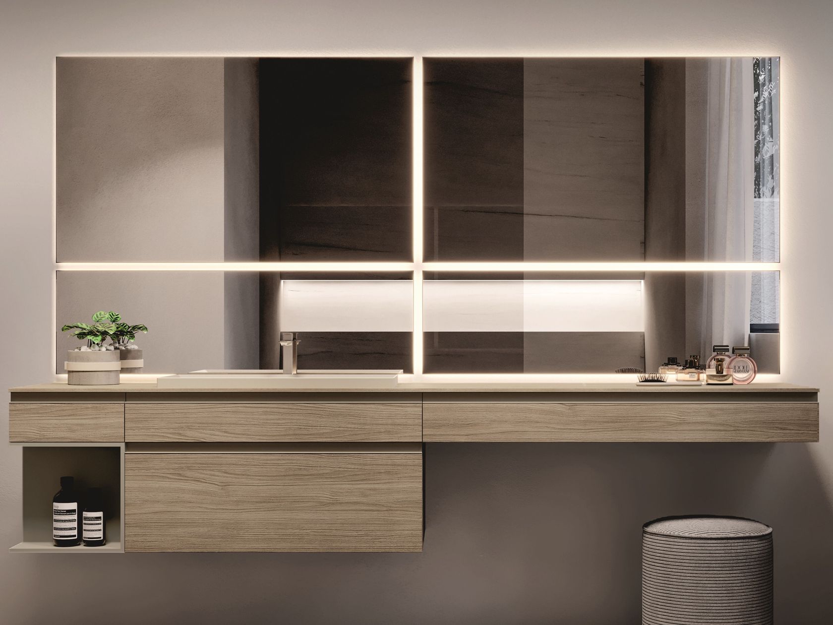 SIDE Rectangular mirror with integrated lighting By Ideagroup