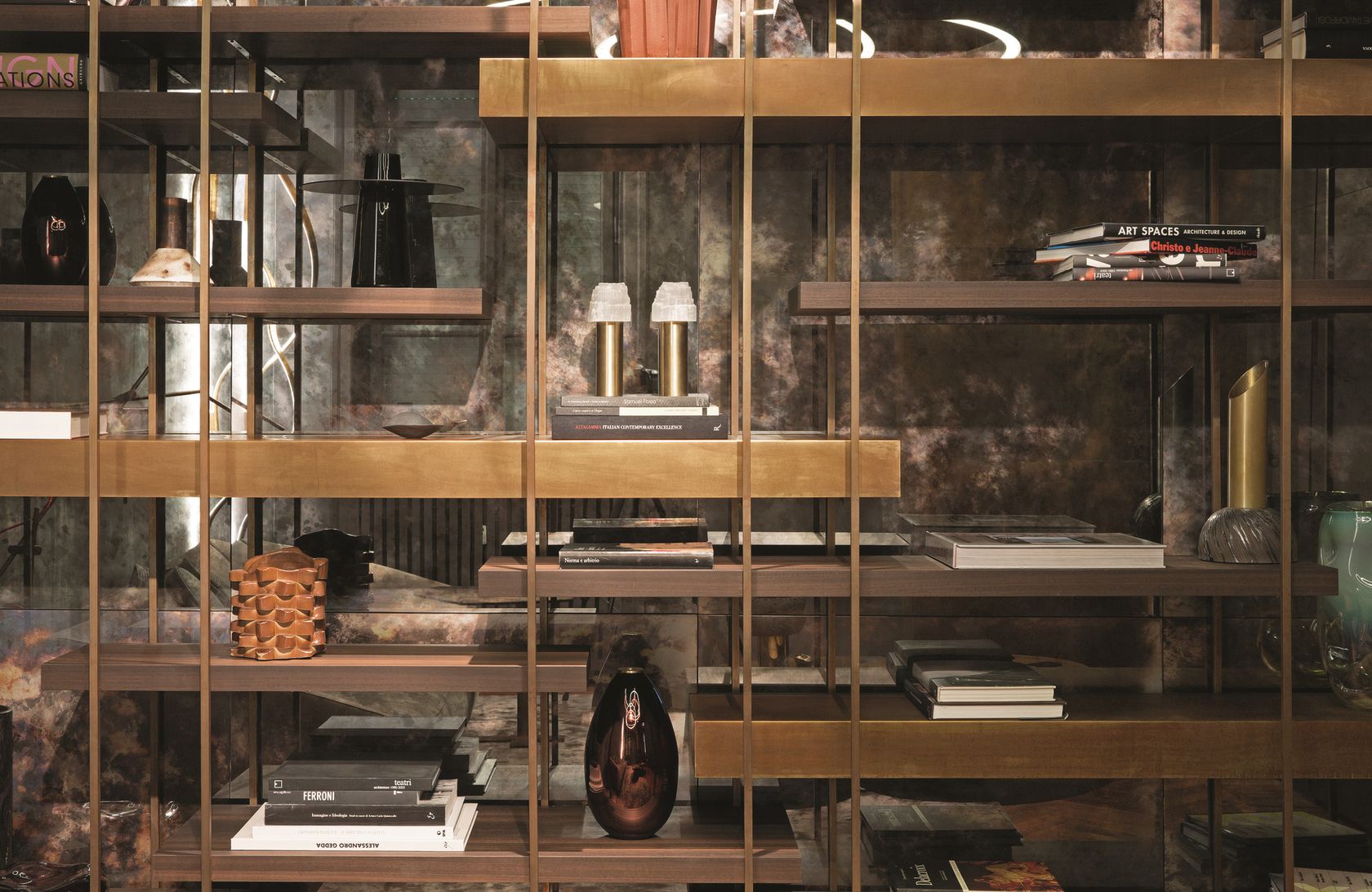 CAGE-BS Steel bookcase with solidwood and metal shelves By Henge ...