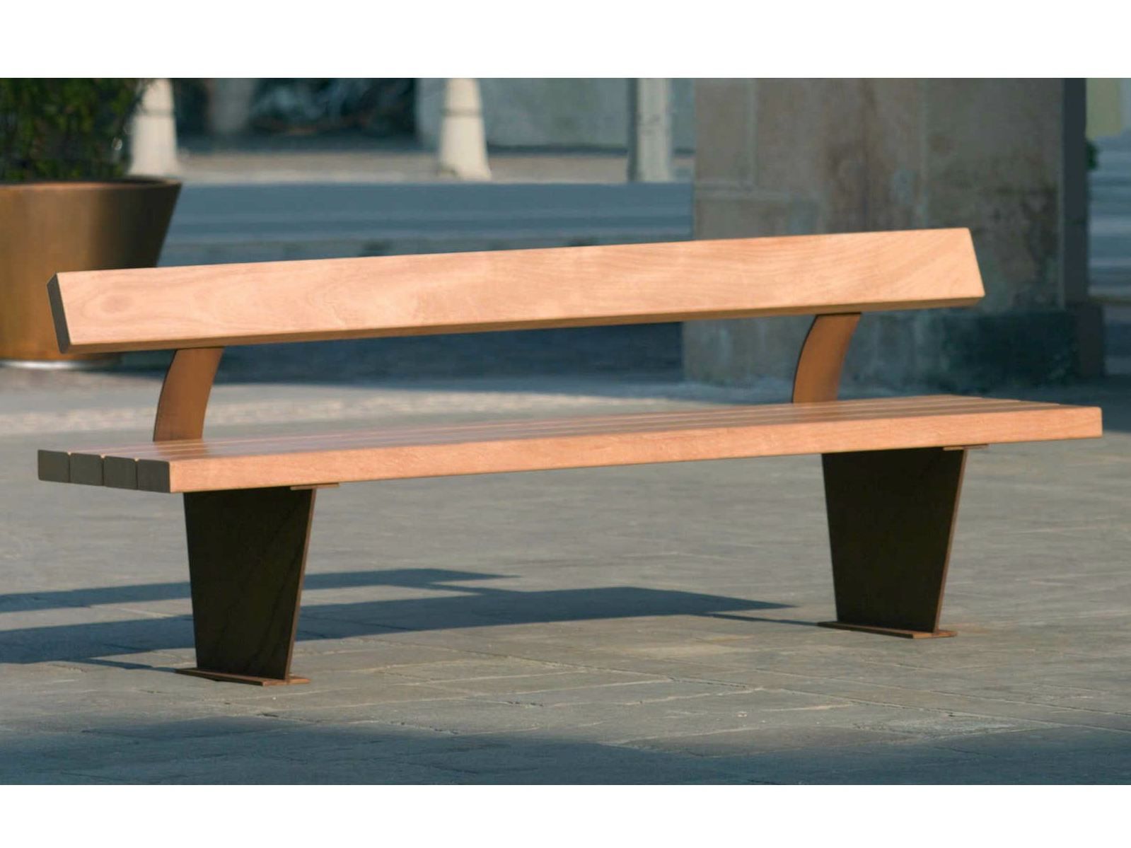 CAMPUS | Bench with back Wooden bench with back By Metalco