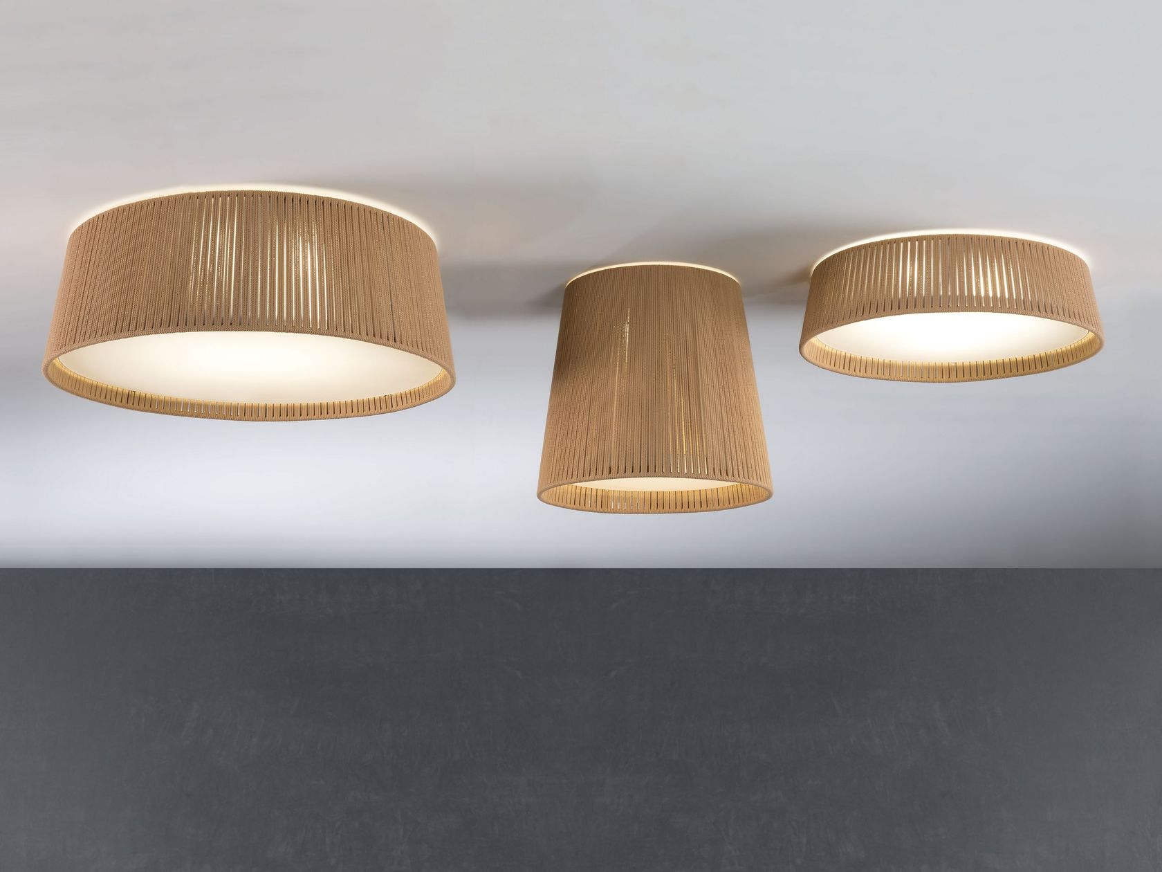 DRUM LED handmade rope ceiling light By Olé Lighting