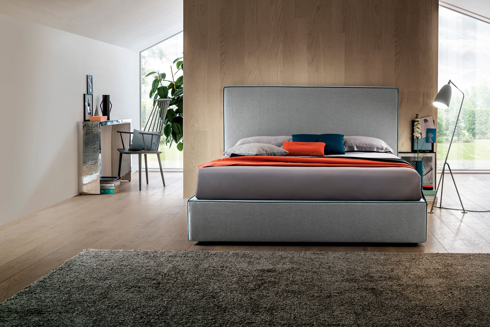 Fabric double bed with high headboard CHARLES Bed Stories Collection By ...