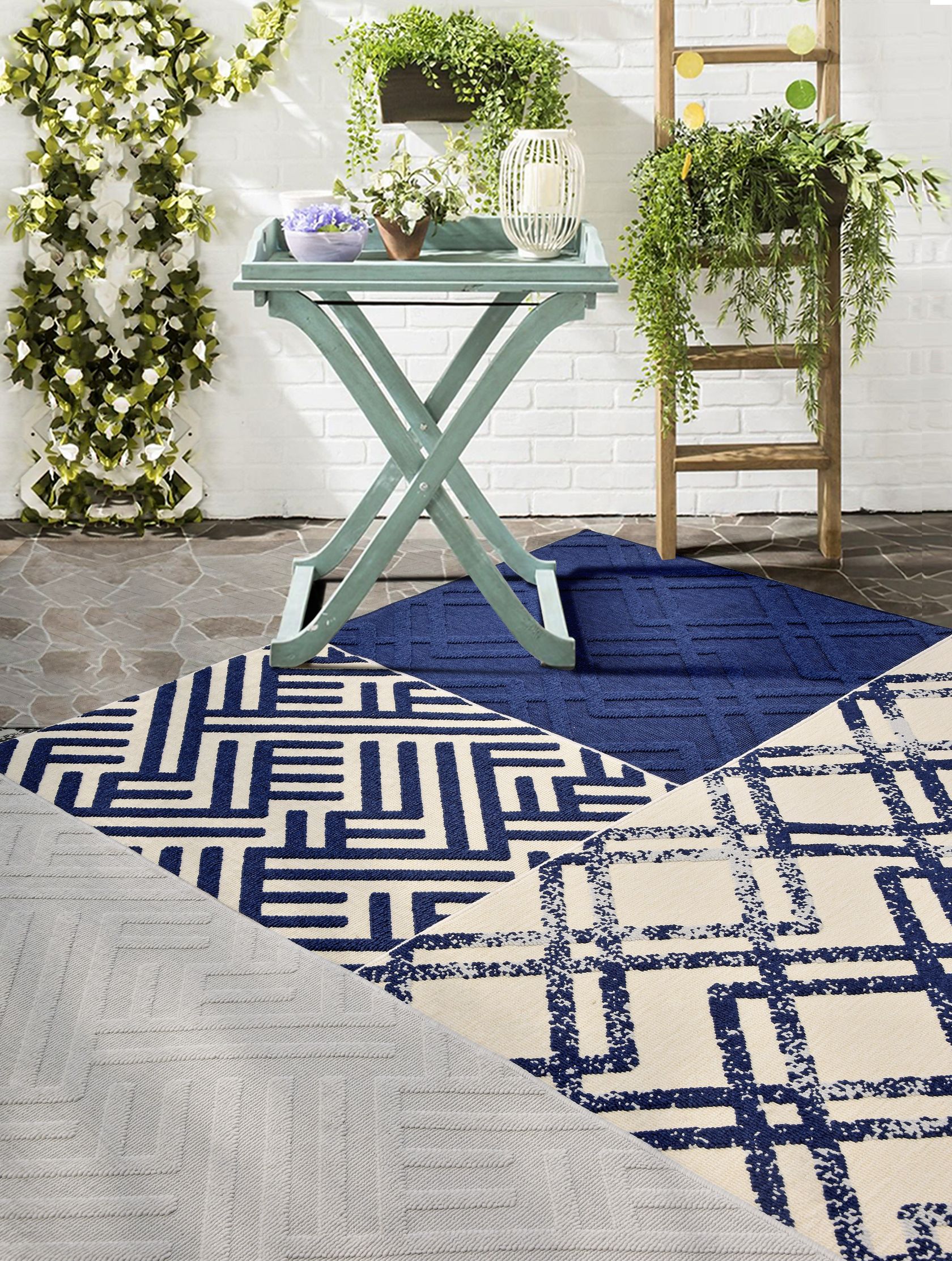 Solid-color rectangular polyester outdoor rugs CHESS 42112 Outdoor ...