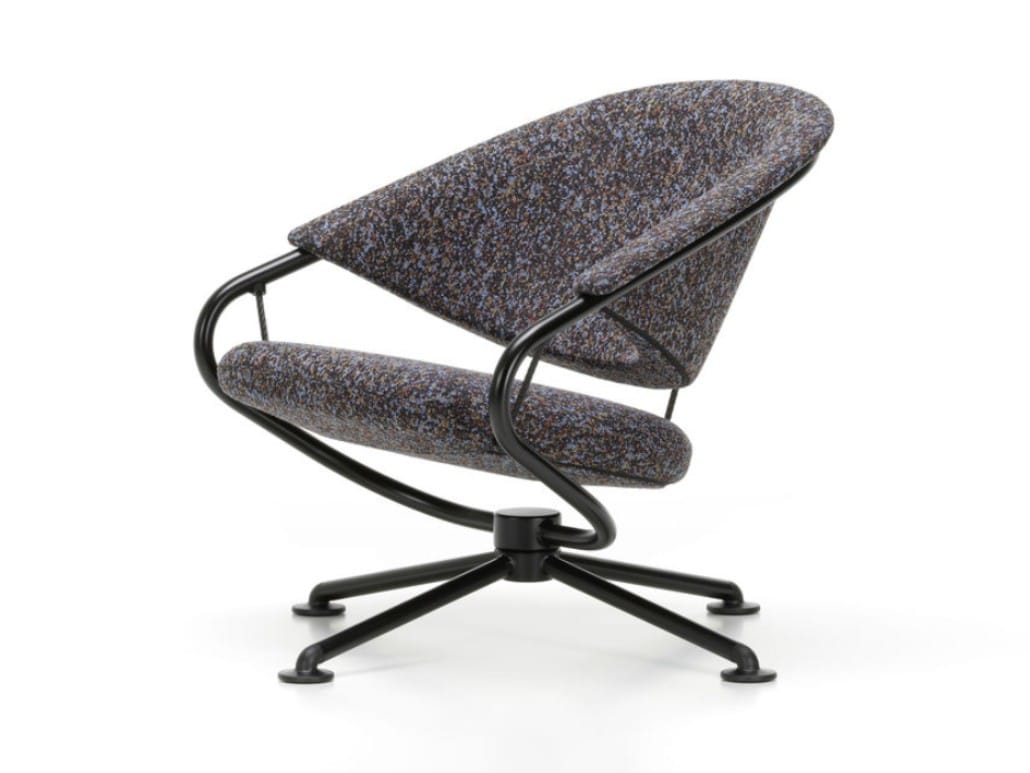 Swivel fabric easy chair with 4-spoke base with armrests CITIZEN ...