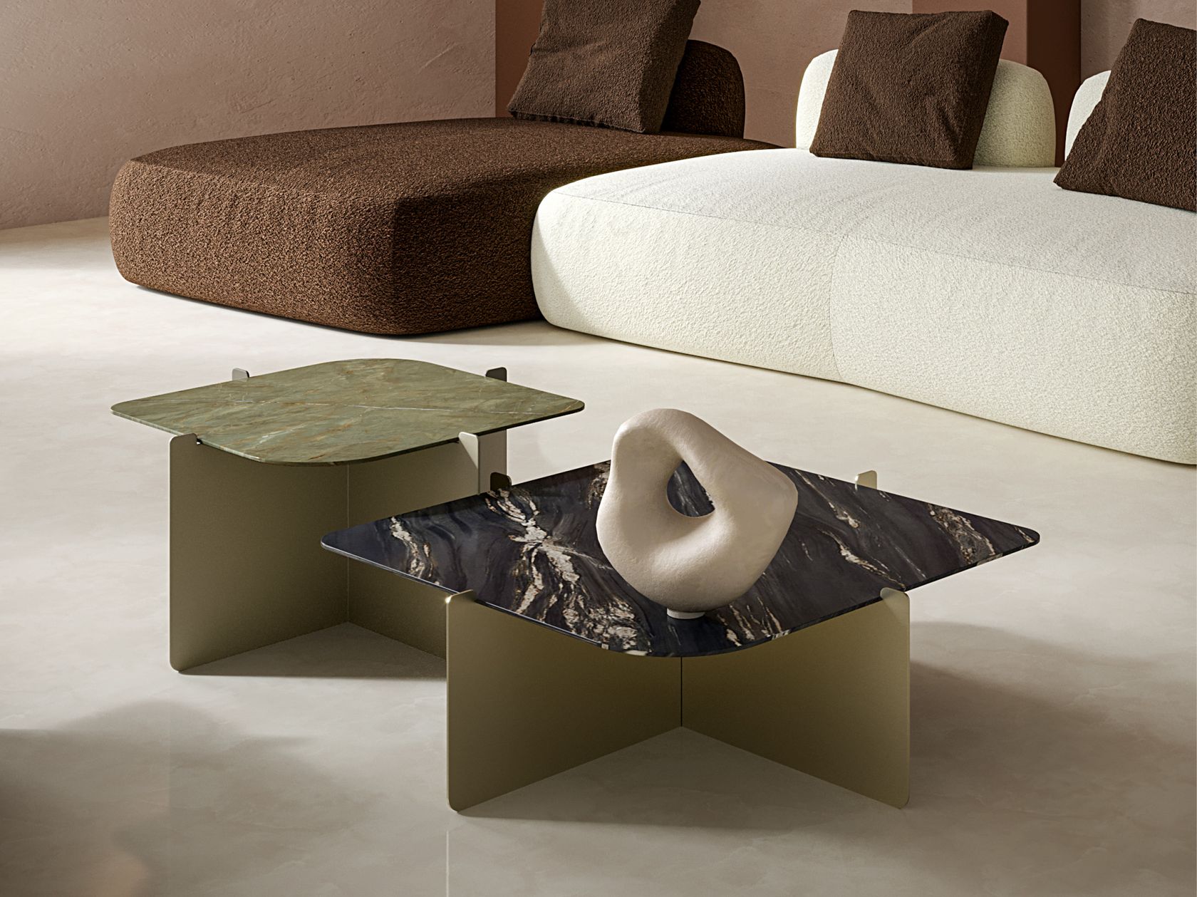 GIO Square porcelain stoneware coffee table with metal base By INNOVA ...