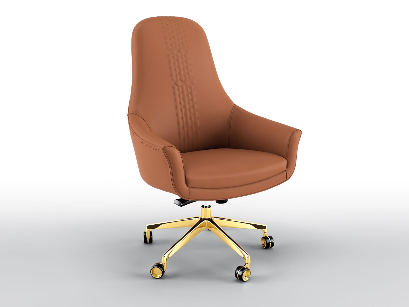 COMET Swivel leather executive chair with armrests By BRUNO ZAMPA