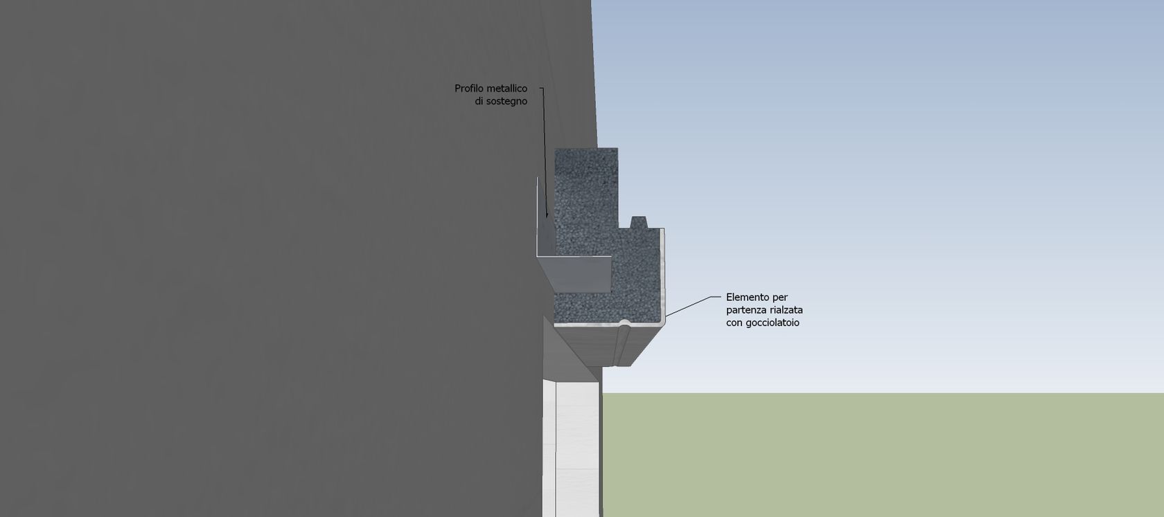 Elemento per sistema a cappotto termico Cornice rompigoccia ...