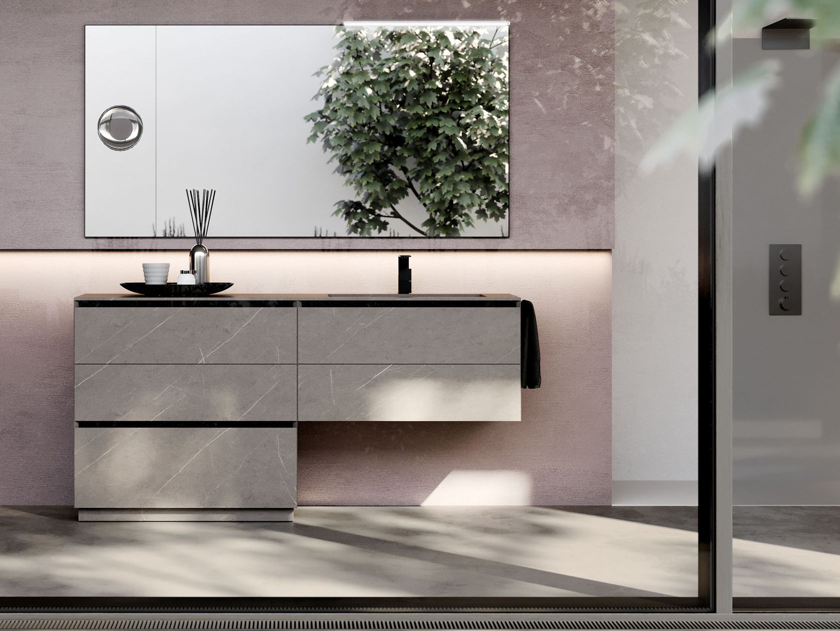 Floor-standing laminate vanity unit CUBIK 25 Cubik Collection By Ideagroup