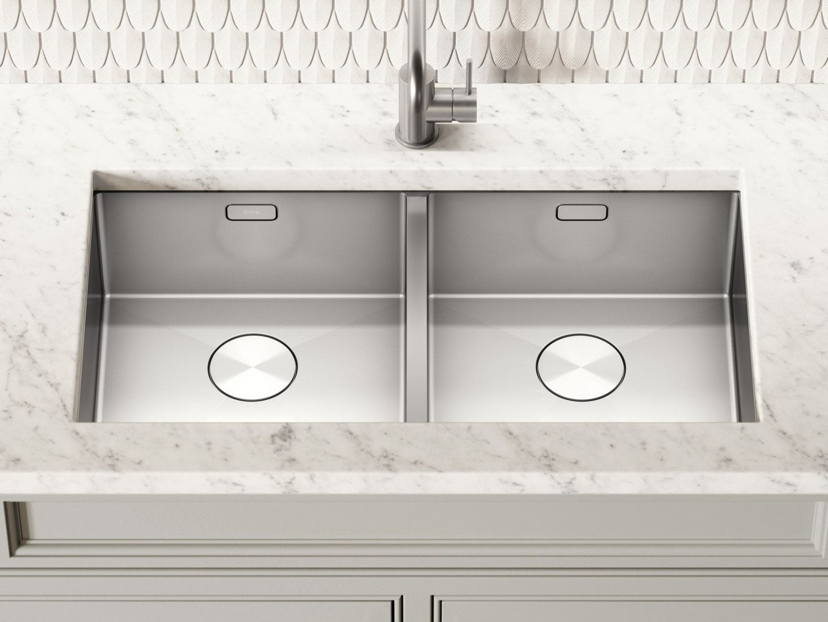CUBO | 2 bowl sink 2 bowl undermount steel sink By LUSSO
