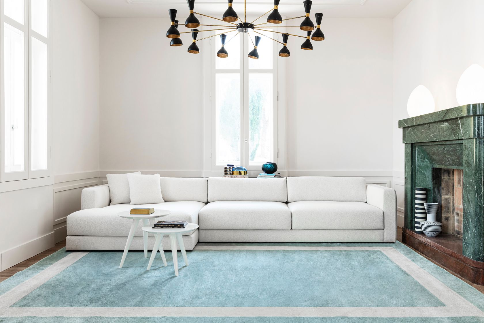 DANIEL | Sofa with chaise longue Sectional fabric sofa with chaise ...