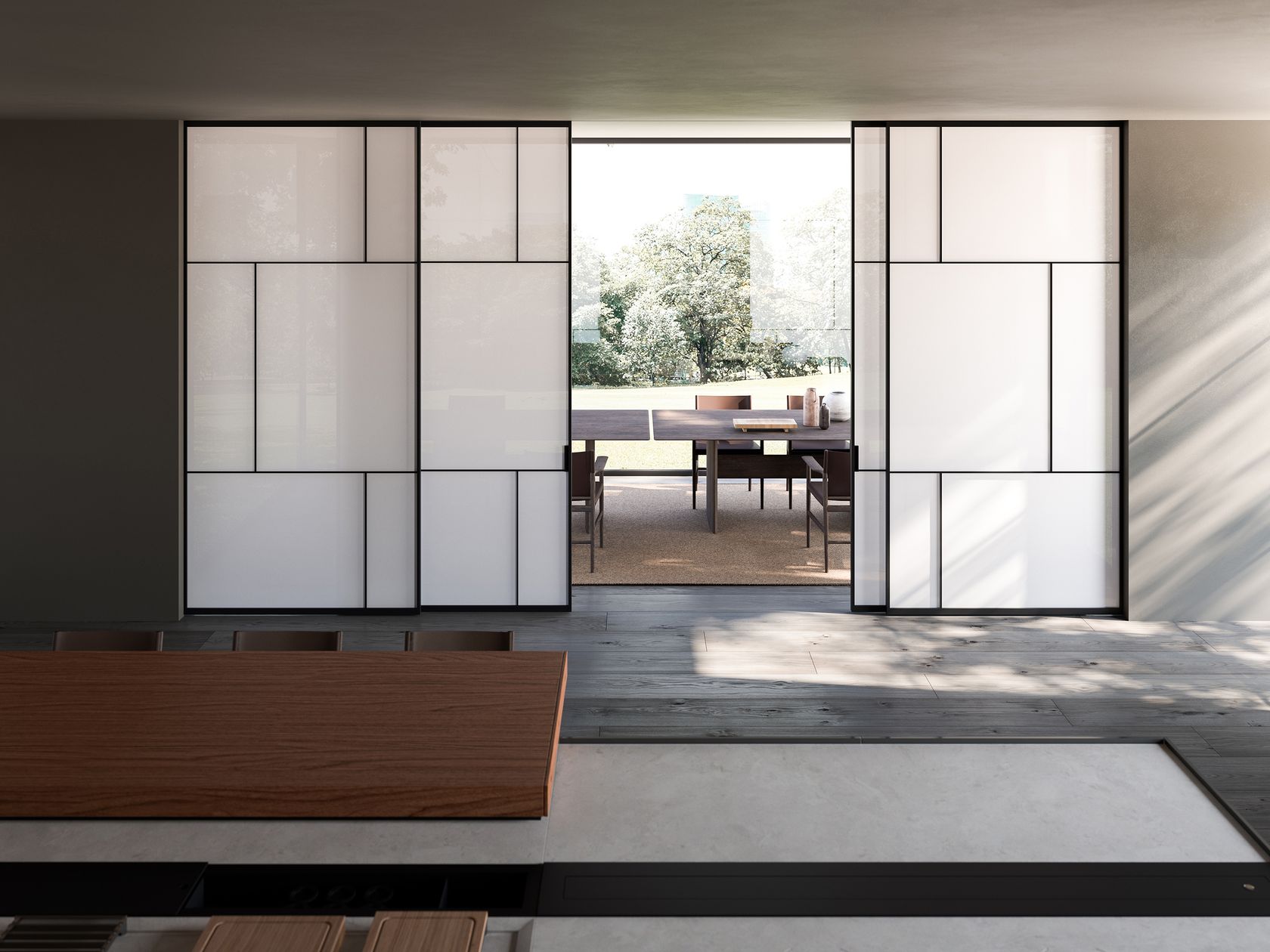 DECO Glass and aluminium movable wall / door By ADL | design Massimo Luca